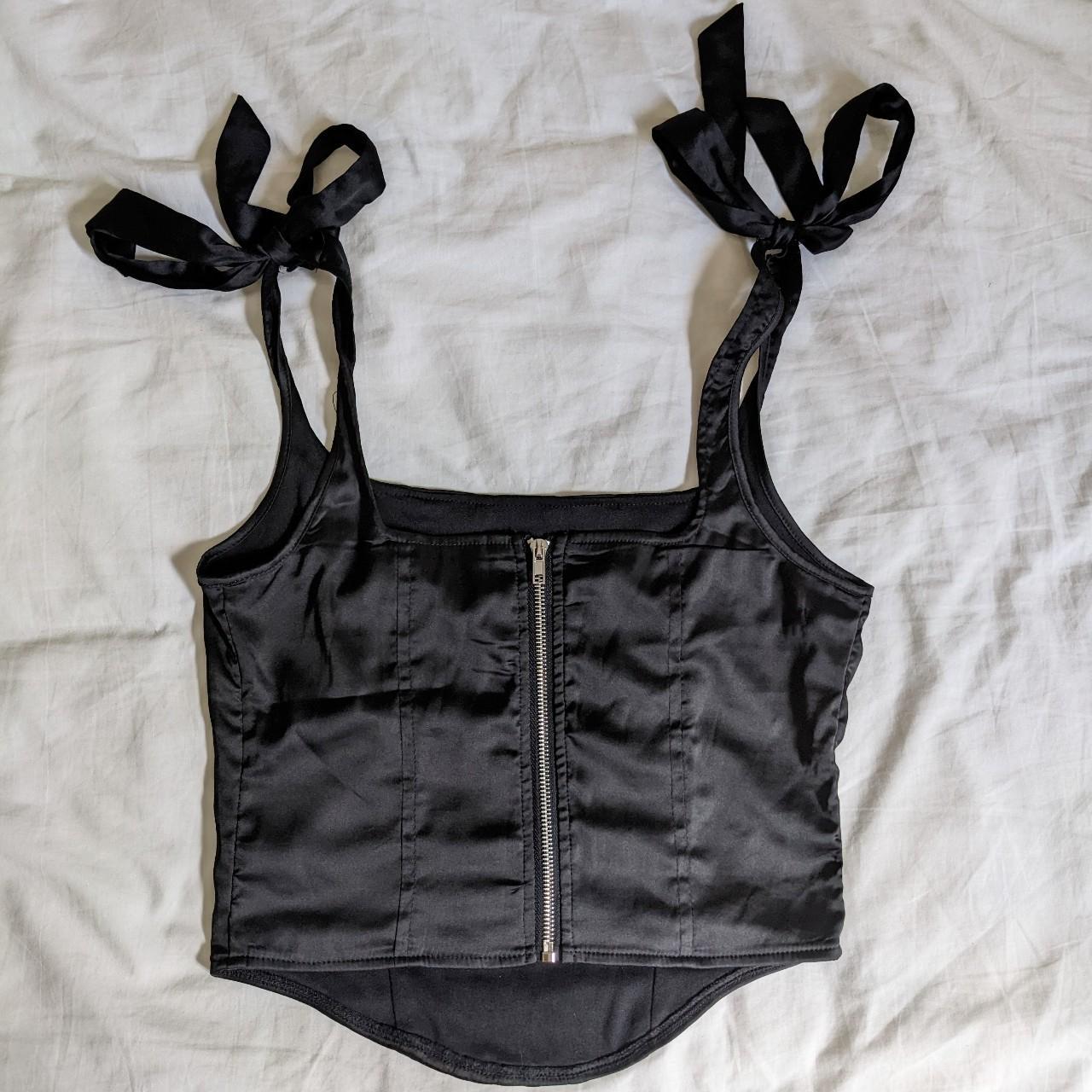 Missguided Black Satin Corset Crop Top Featuring A Depop