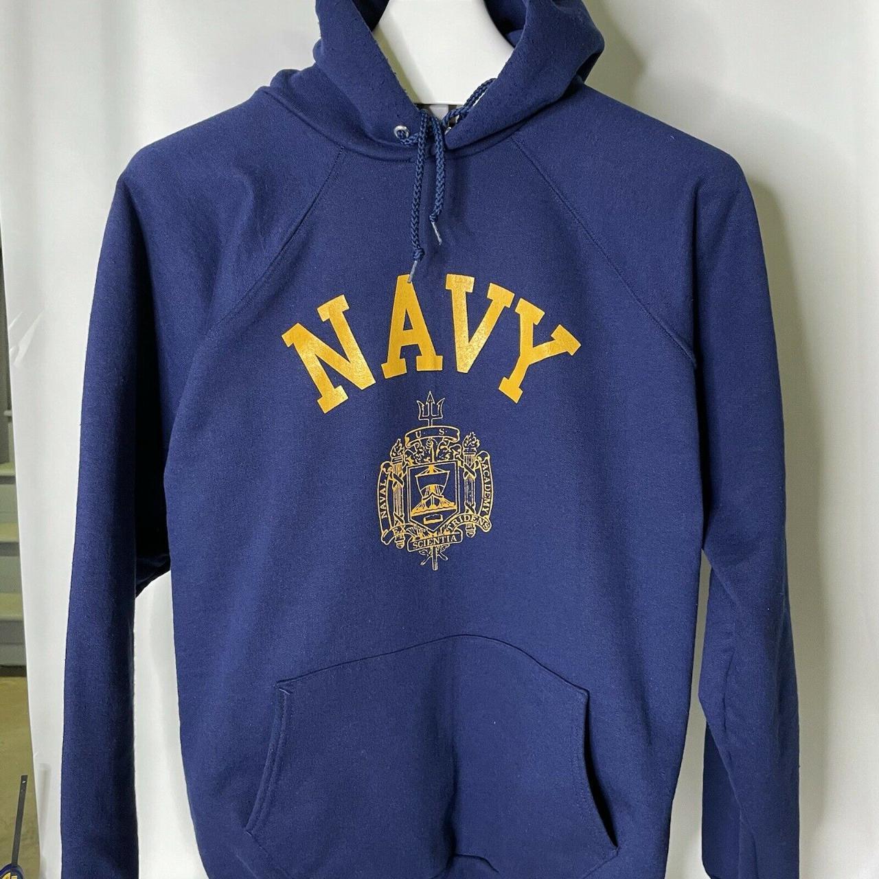 VTG United States Navy Hooded Sweater Made In USA... - Depop