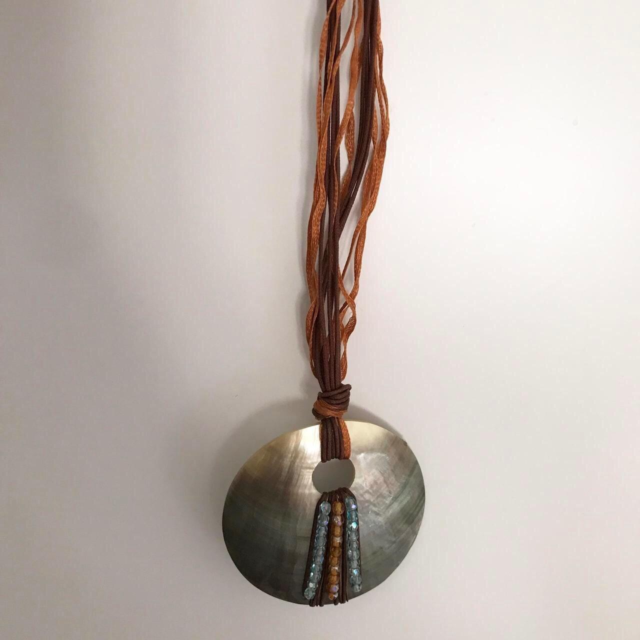 collana etno, etnica con perline & grande ciondolo... - Depop