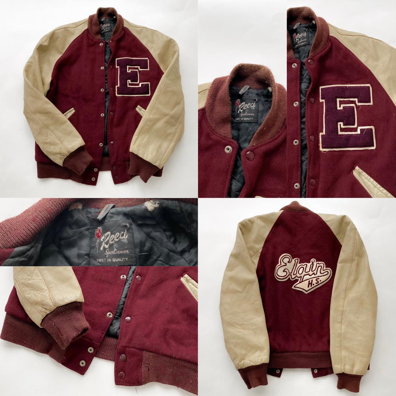 90’s Vintage Elgin High School Burgundy and Cream... | Depop