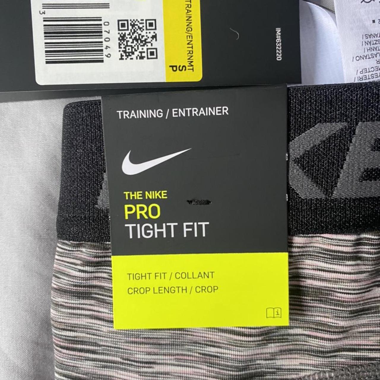 Nike Pro Grey Marl Leggings Cropped Length Size -... - Depop