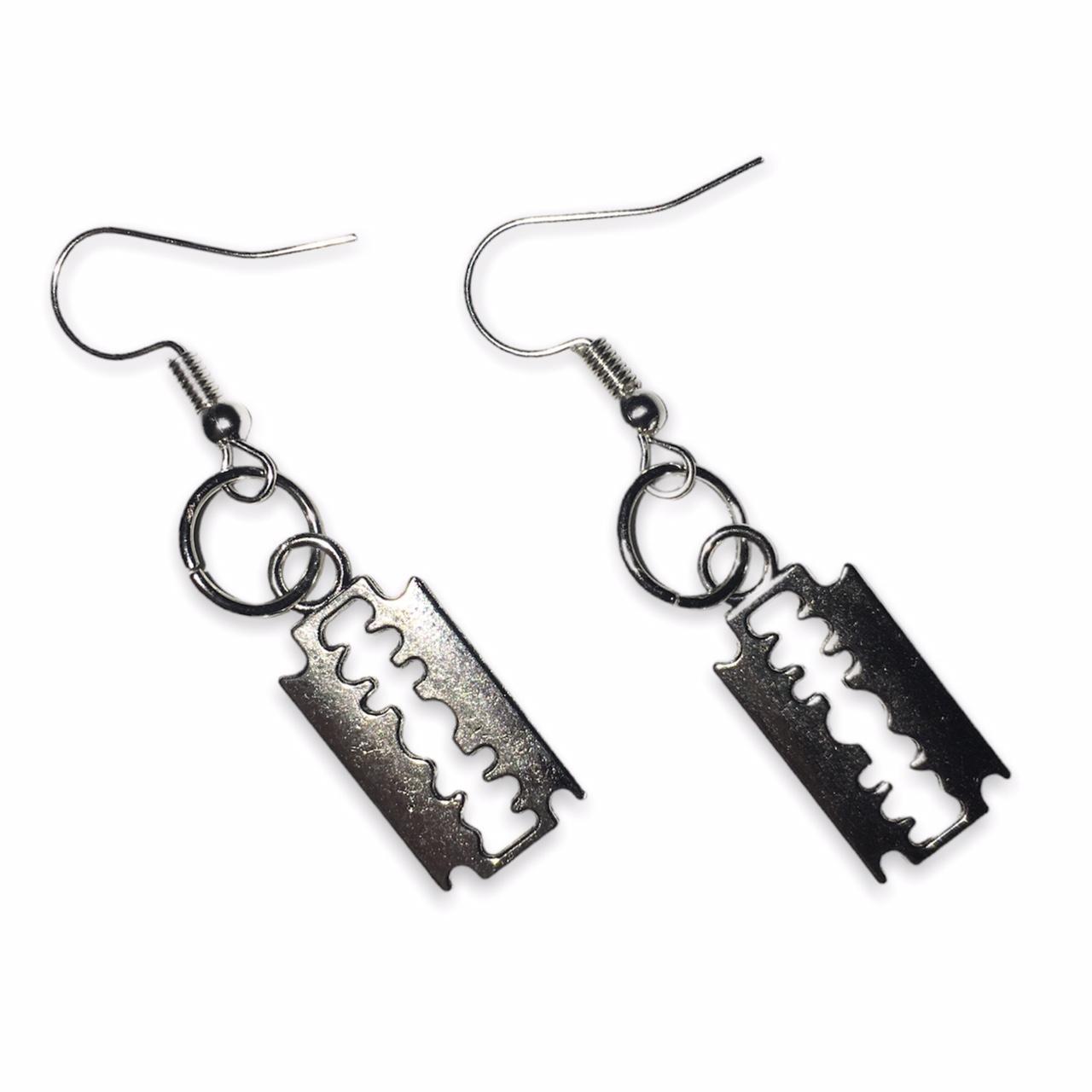 ⚔️ Razor Blade Charm Earrings ⚔️ handmade to order... - Depop