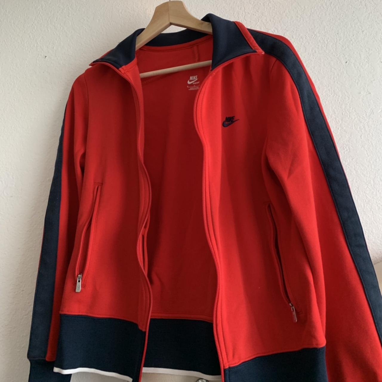 red,white & blue nike jacket genuinely love this but... - Depop