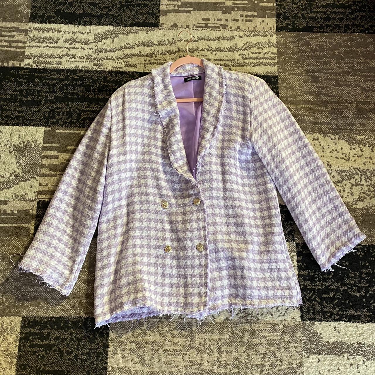 Boohoo Women's Purple and White Jacket | Depop