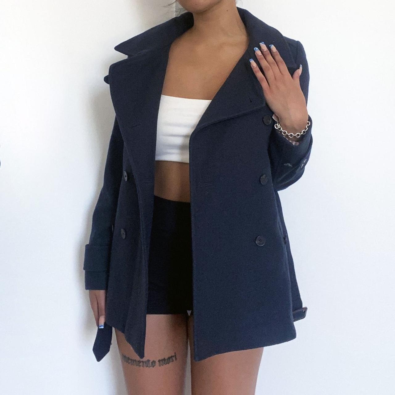 🕊JACK WILLS NAVY PEA COAT🕊 U.K. size 6 slightly... - Depop