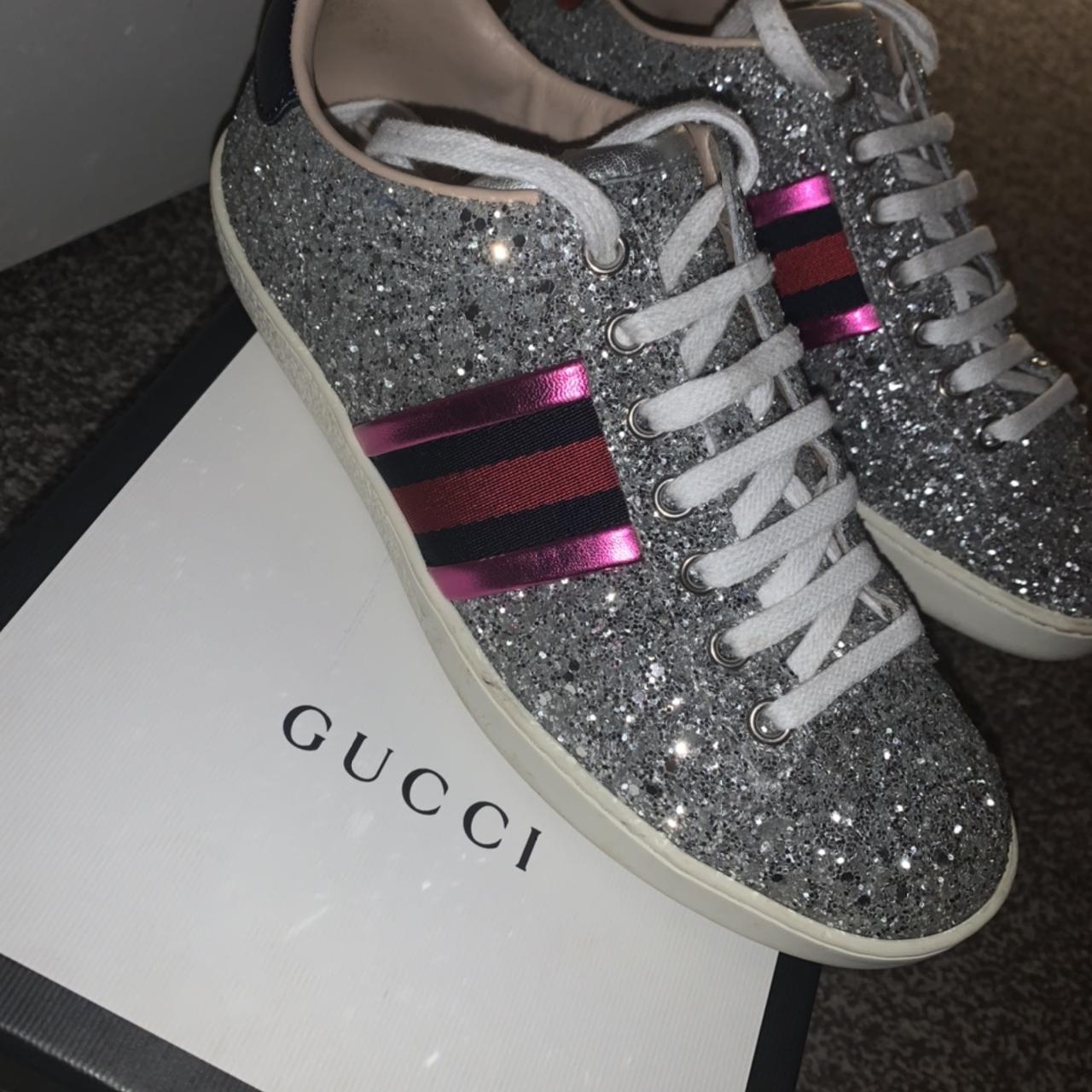 Women’s glitter Gucci trainers, size 3 and a half,... - Depop