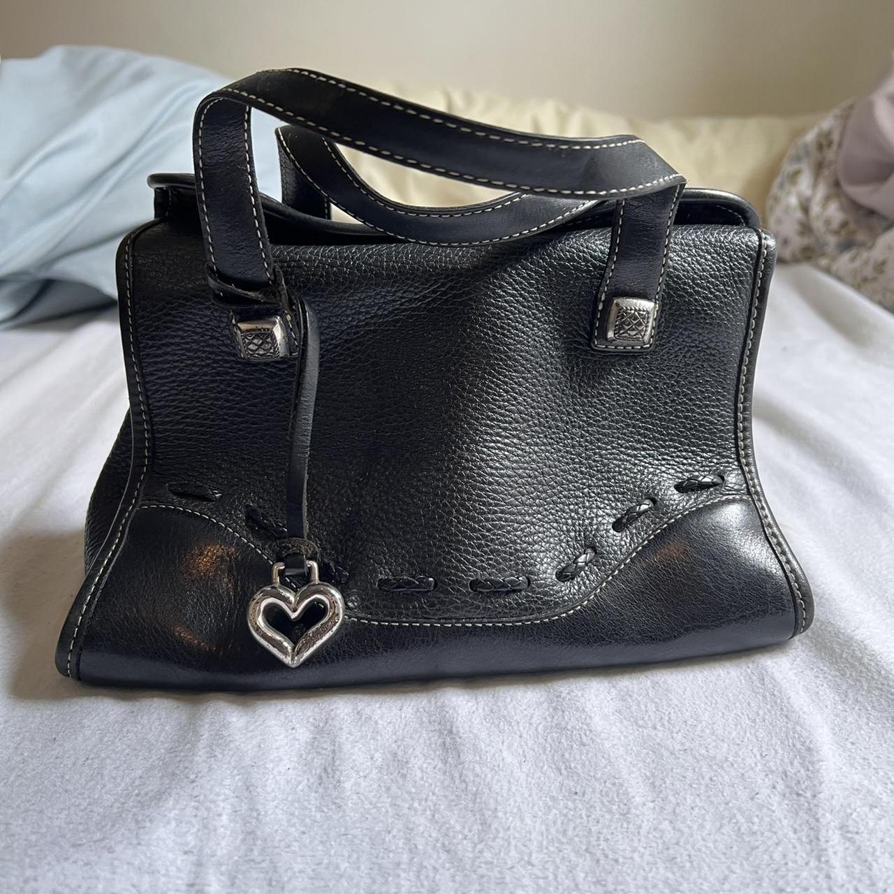 black mini purse with heart charm. some stains on... - Depop
