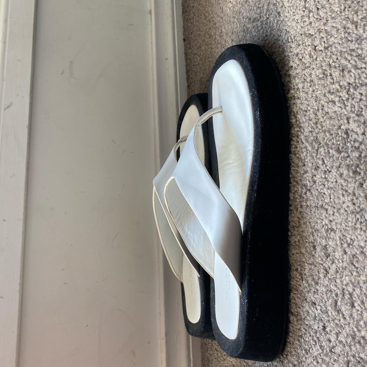 Tony Bianco Ives Milk Capretto Thongs White and... - Depop