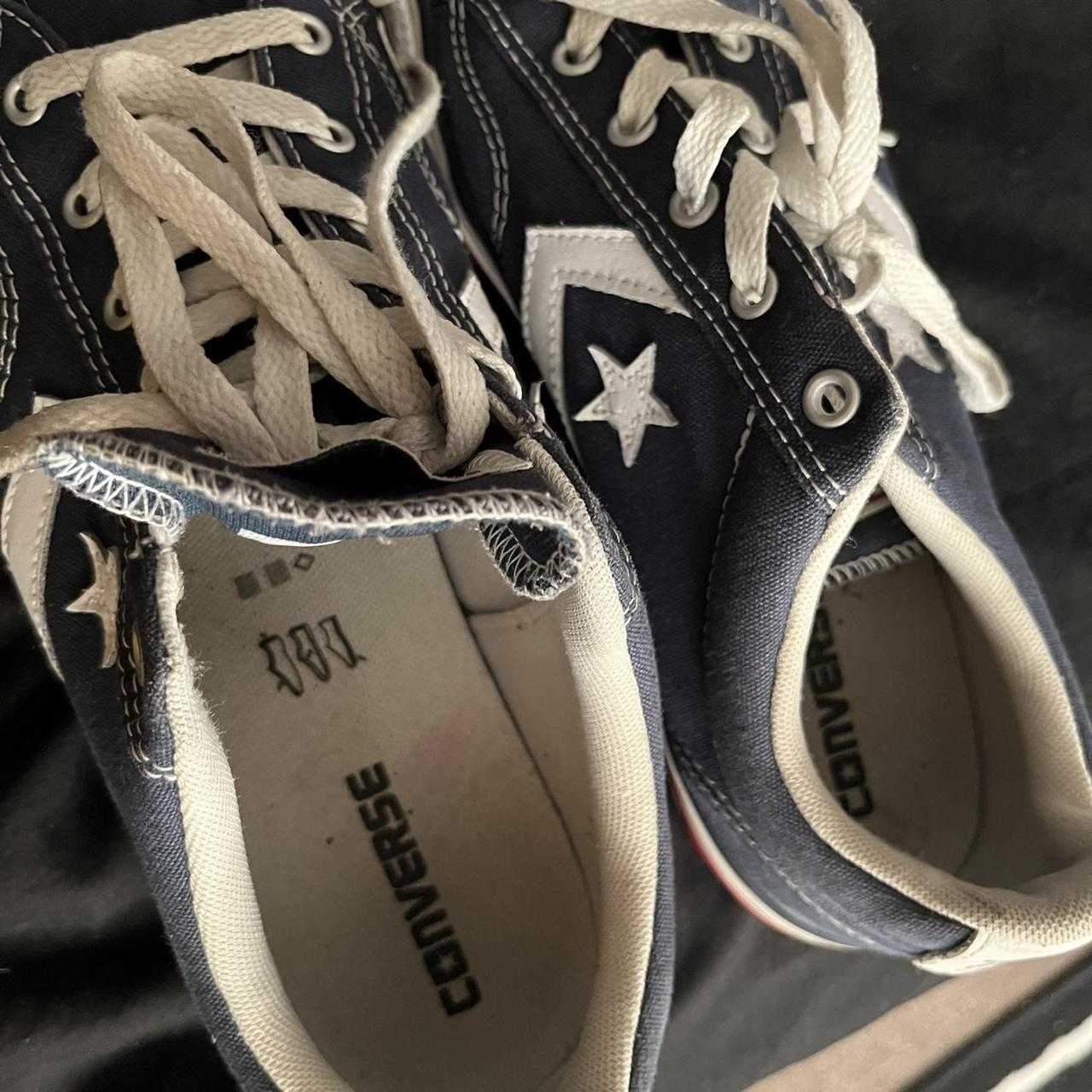 Converse Men's White and Navy Trainers | Depop
