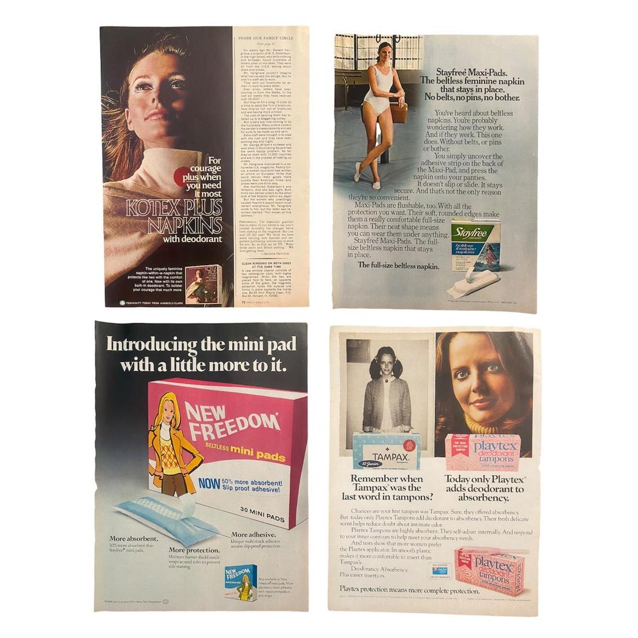 vintage 1970s period products ads (lot of 4) would... - Depop