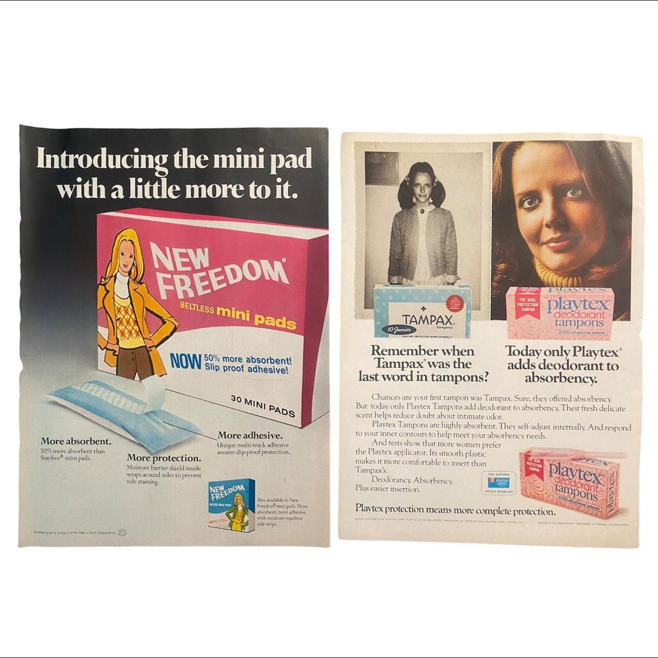 vintage 1970s period products ads (lot of 4) would... - Depop