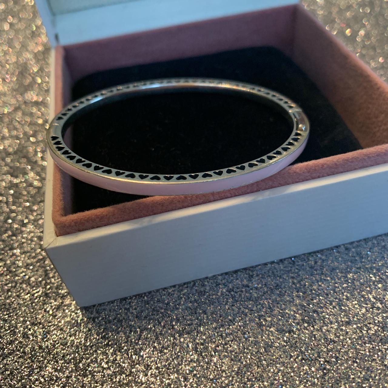 PANDORA Sterling Silver Bangle Enamel pink one... - Depop
