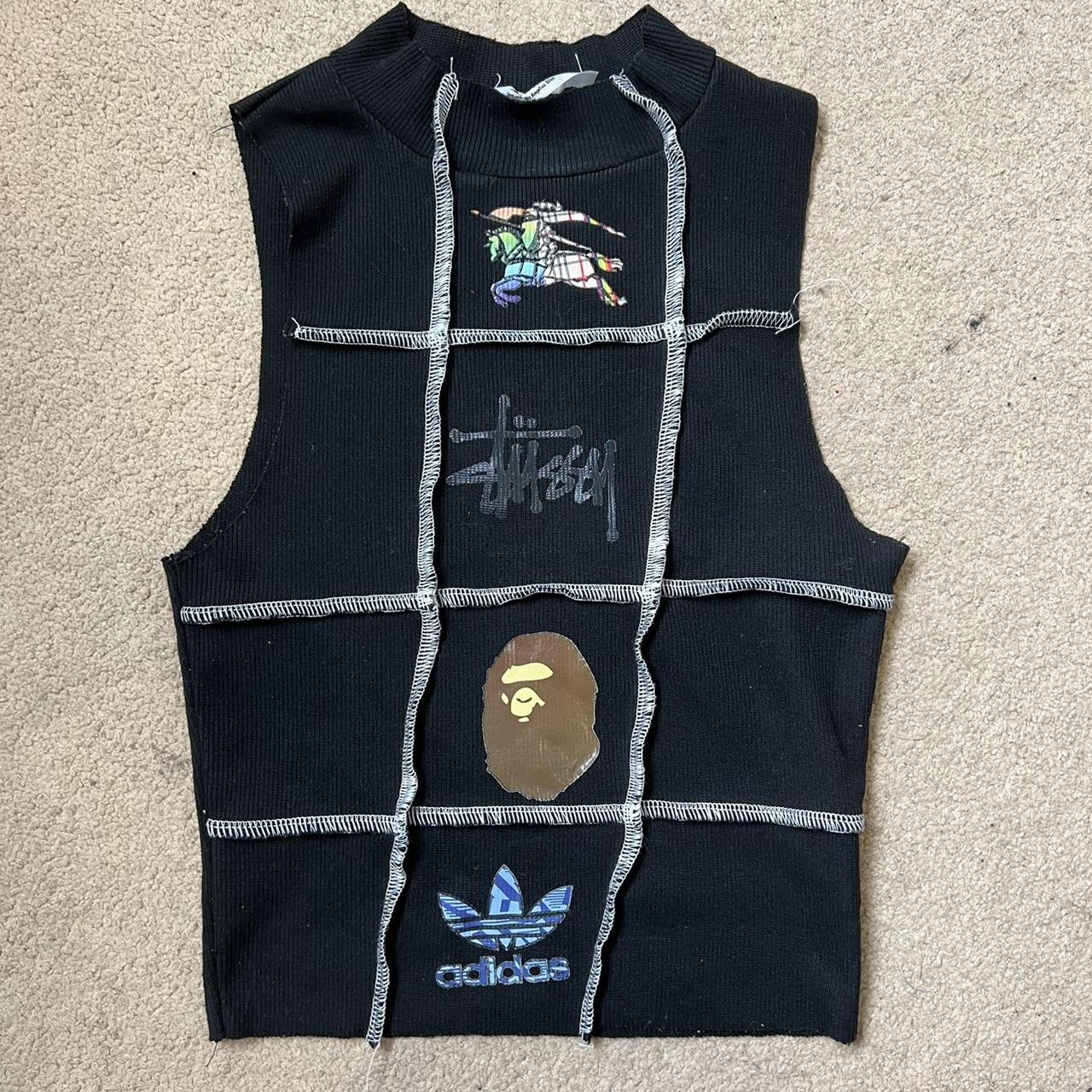 custom hype brand crop top contrast stitch design... - Depop