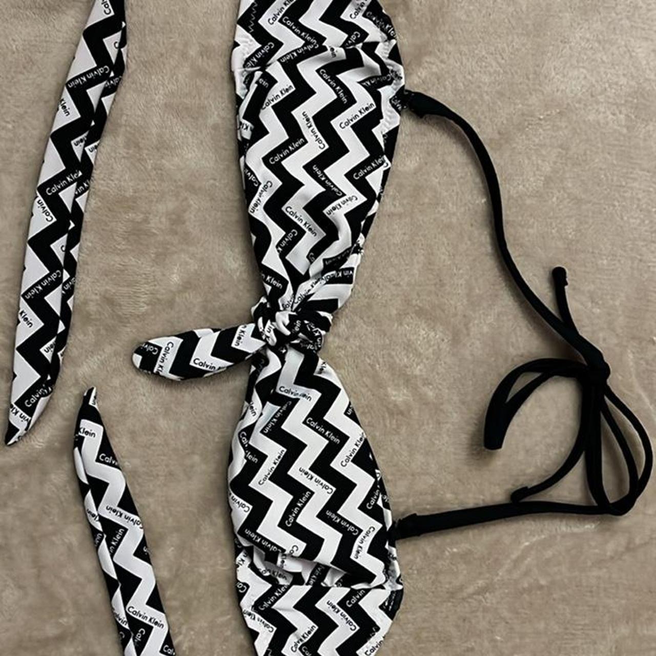 Calvin Klein black and white bikini. Worn once -... - Depop