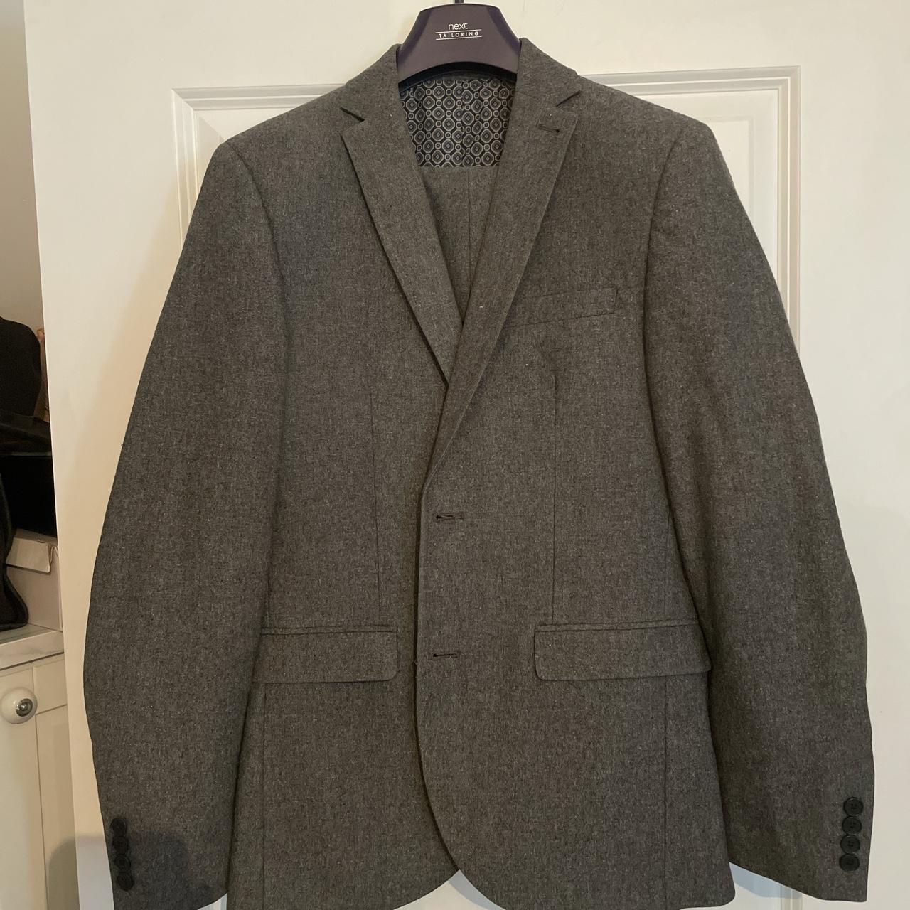 Men’s Grey tweed suit Jacket 38R Trousers 32R Slim... - Depop