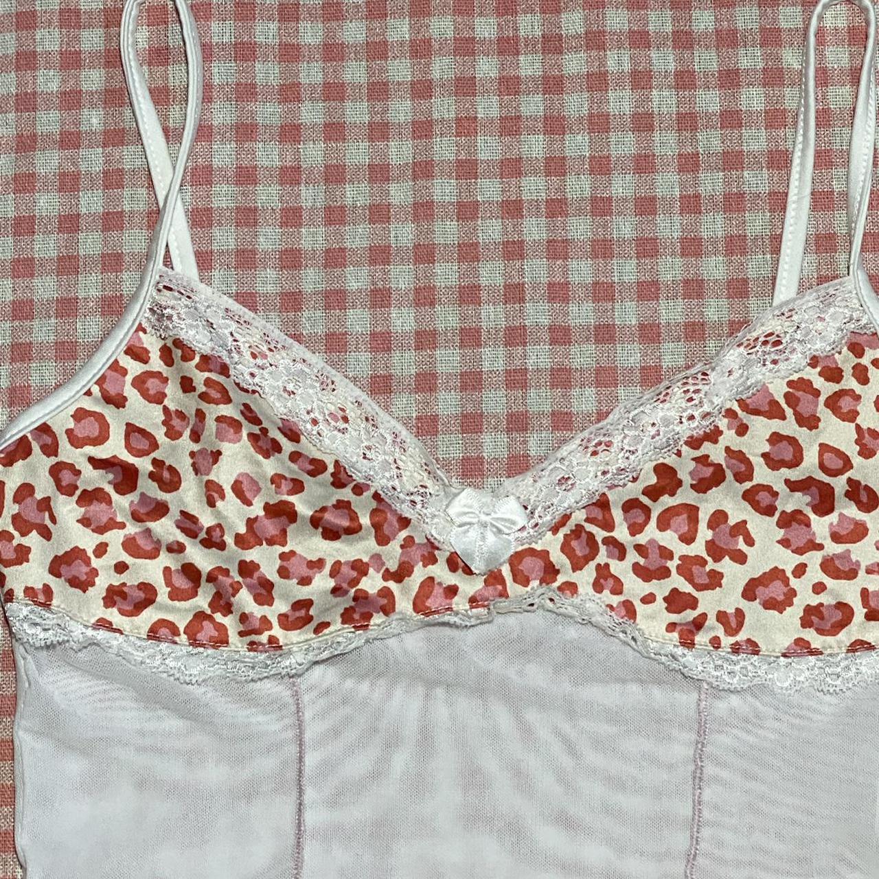 ୨୧ cutest y2k leopard print soft lace mesh cami... - Depop
