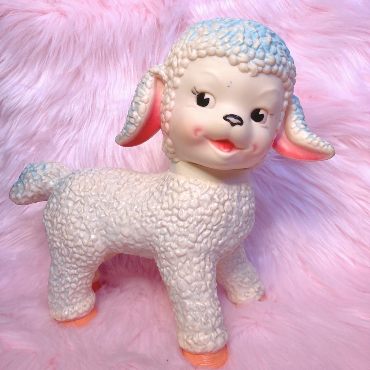Vintage Sun Rubber Co. rubber face squeaky toy lamb... - Depop
