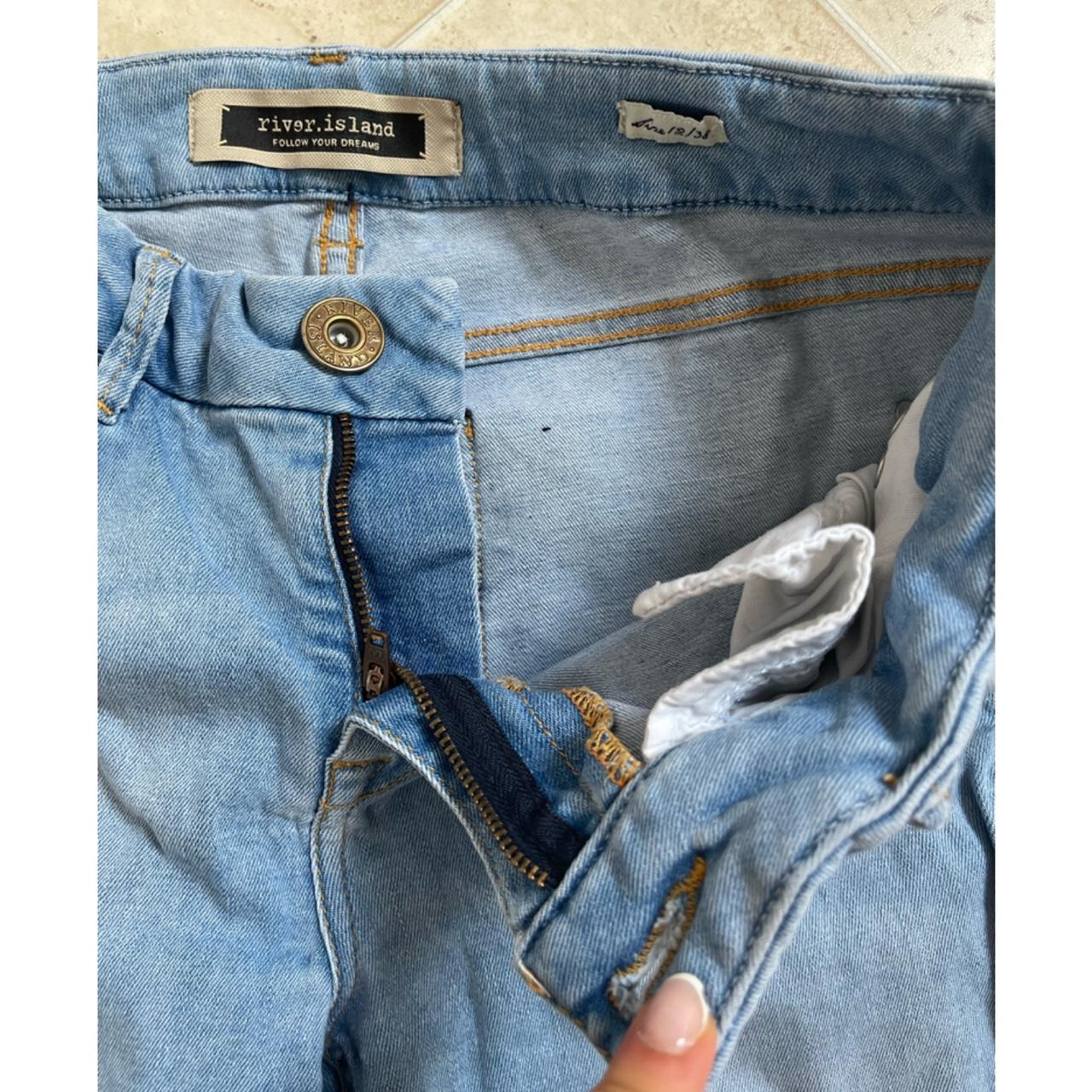 Light blue washed out skinny denim jeans from river... - Depop