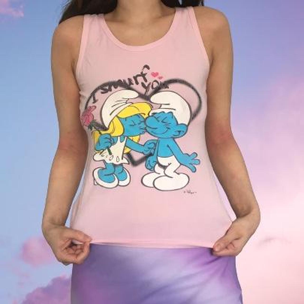 Y2K pink Smurf top t shirt ⚠️Please check bio for... - Depop
