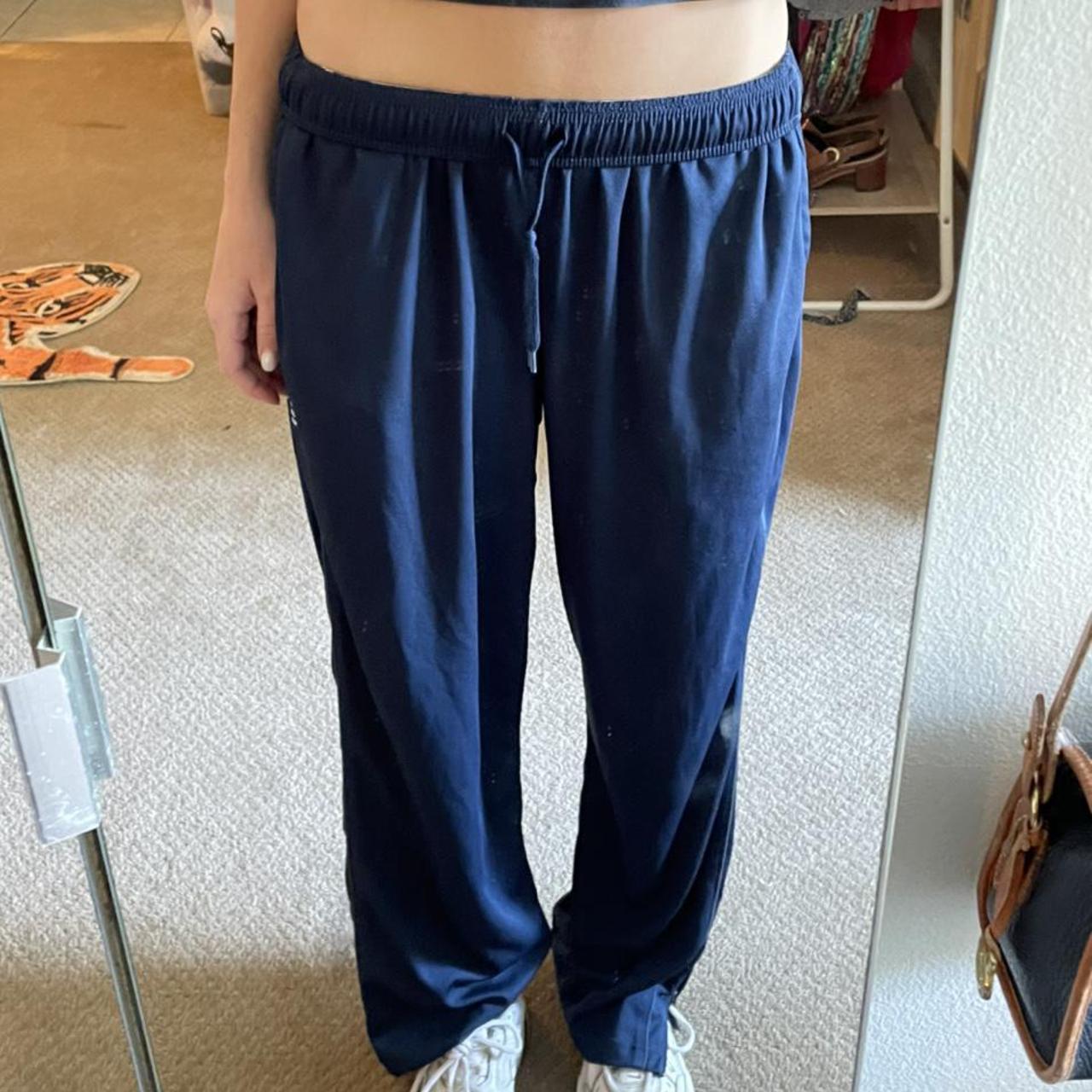 Navy blue baggy low-rise sweats/track pants Size... - Depop