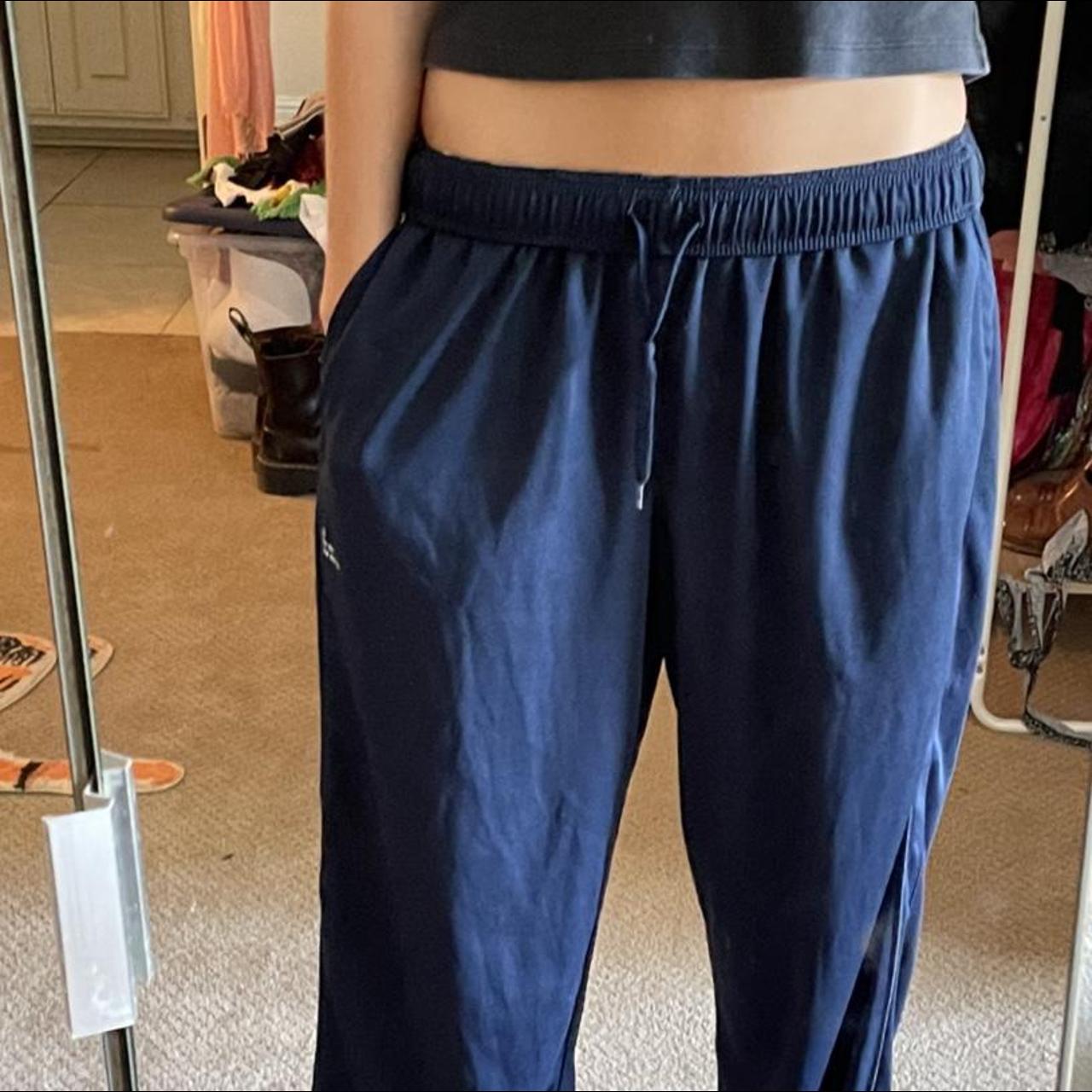 Navy blue baggy low-rise sweats/track pants Size... - Depop