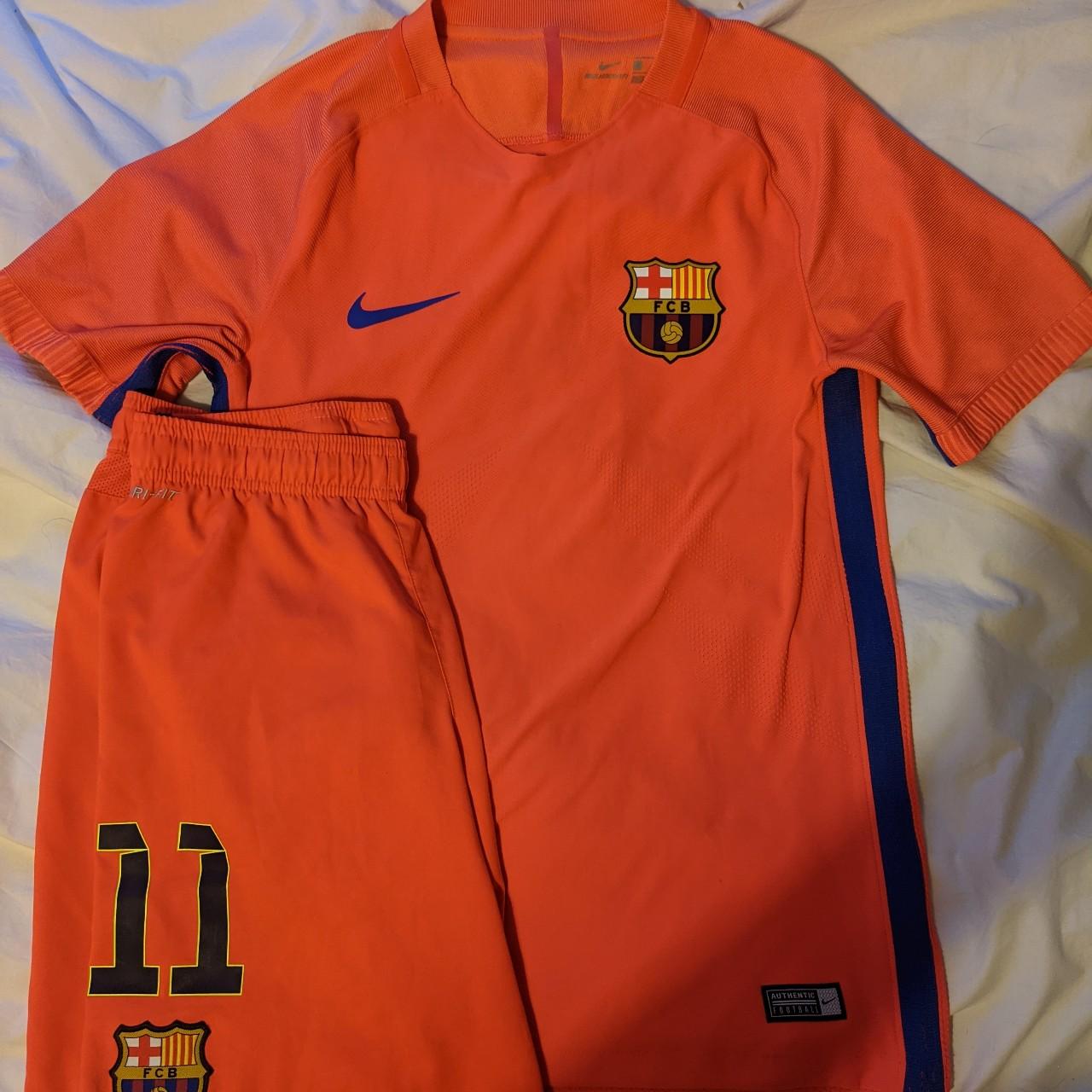 Men's Nike dri fit Barcelona orange football kit... - Depop