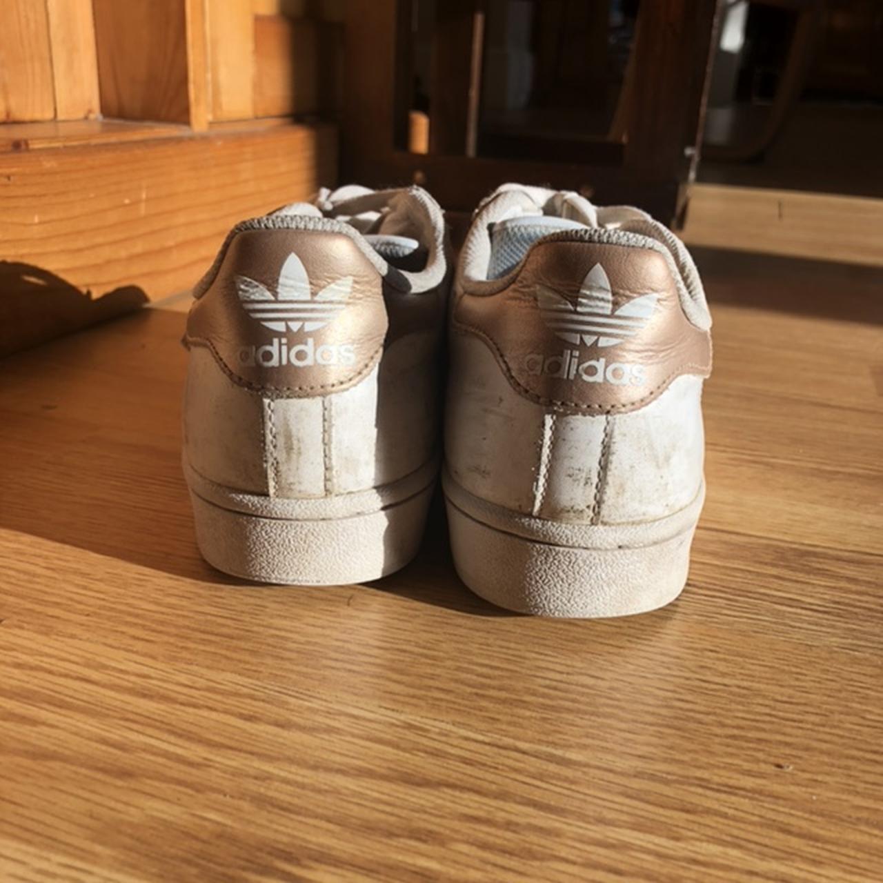 Adidas Superstars Rose Gold🤪 Size 6 1/2 and quite... - Depop