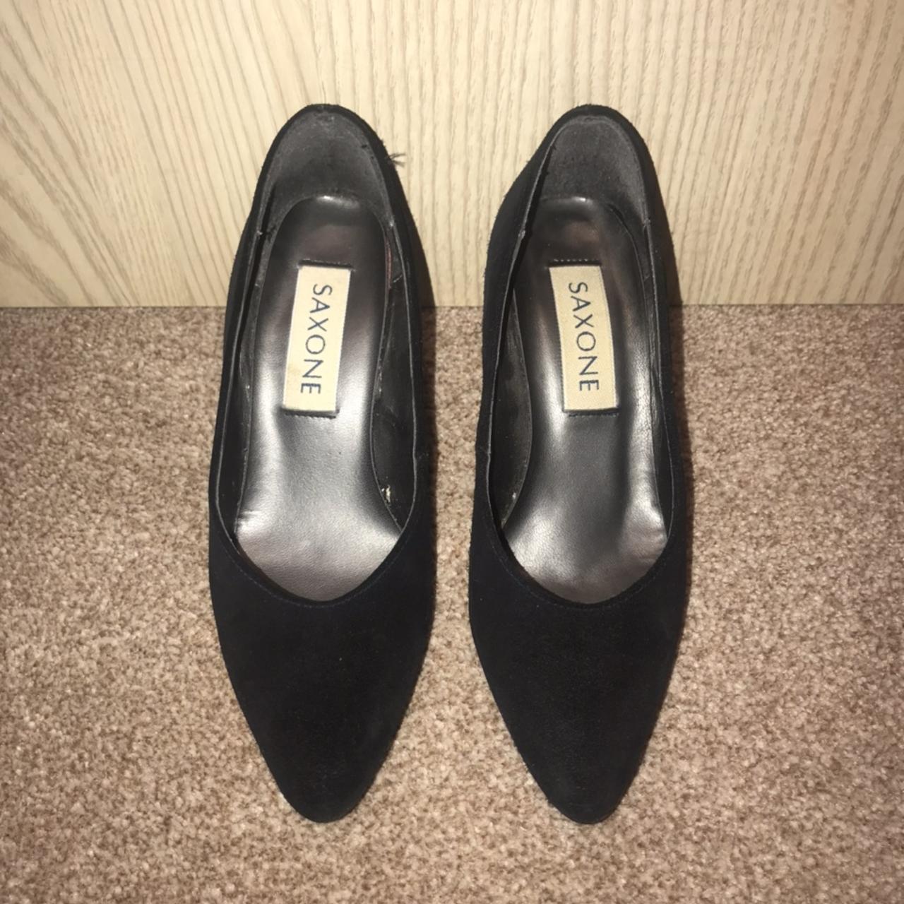 Black velvet Saxone stilettos, worn a couple of... - Depop