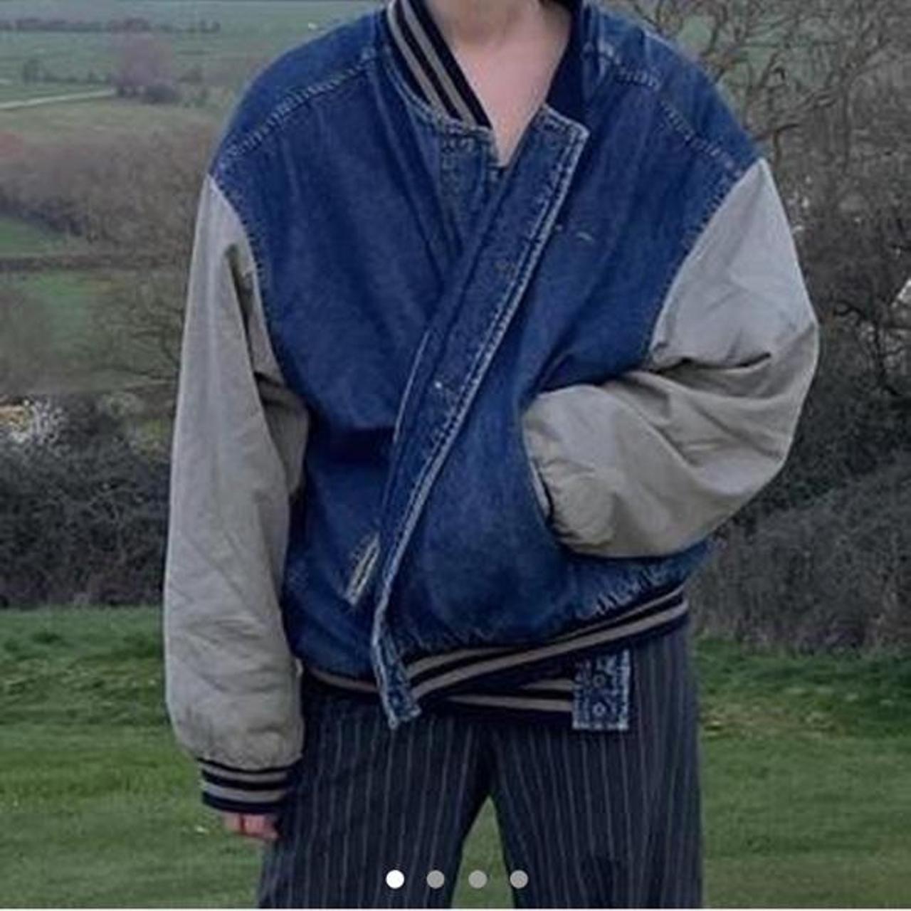 Denim College Varsity Style Jacket Blue &... - Depop