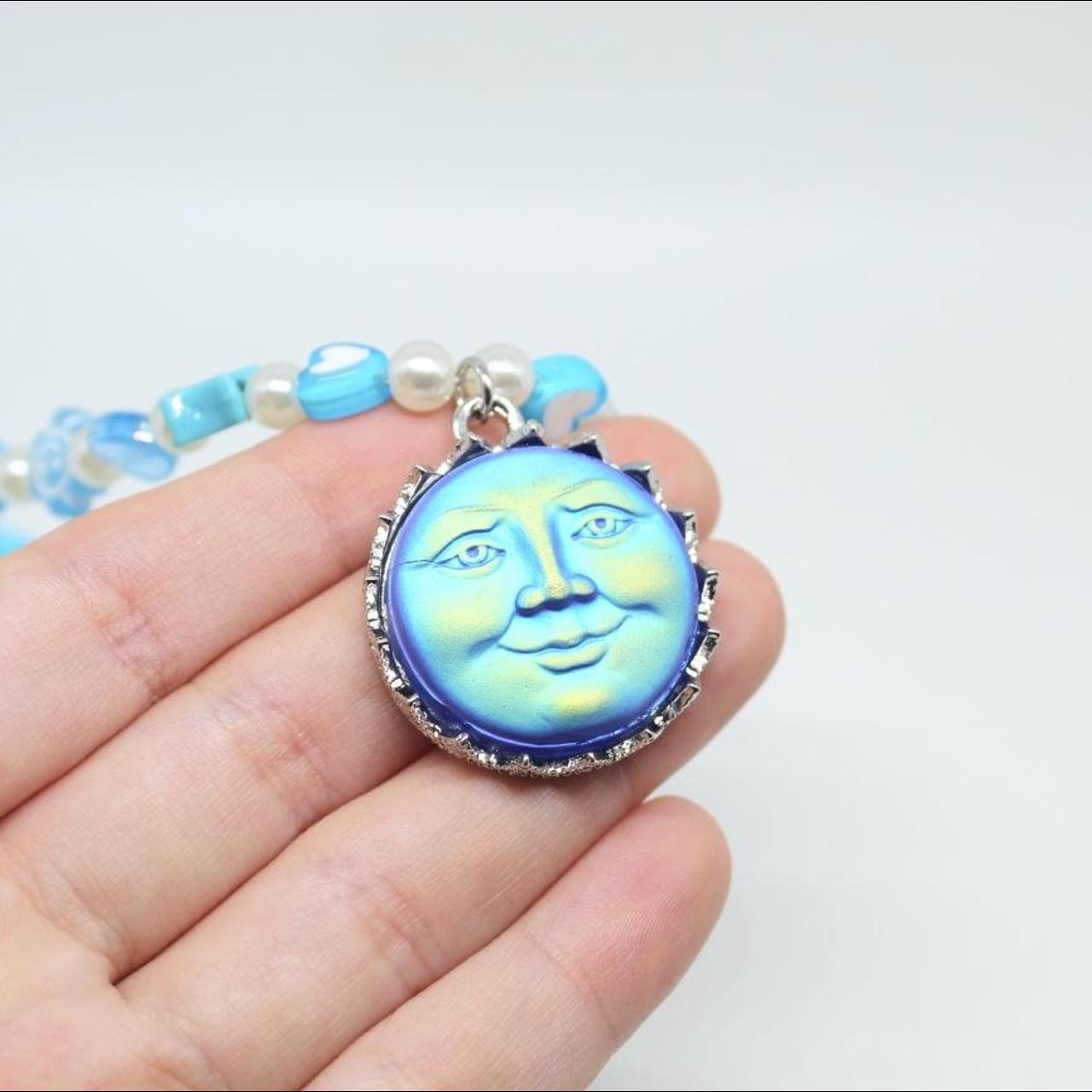 🥀 Iridescent moon face necklace 🥀 •Handmade by... - Depop