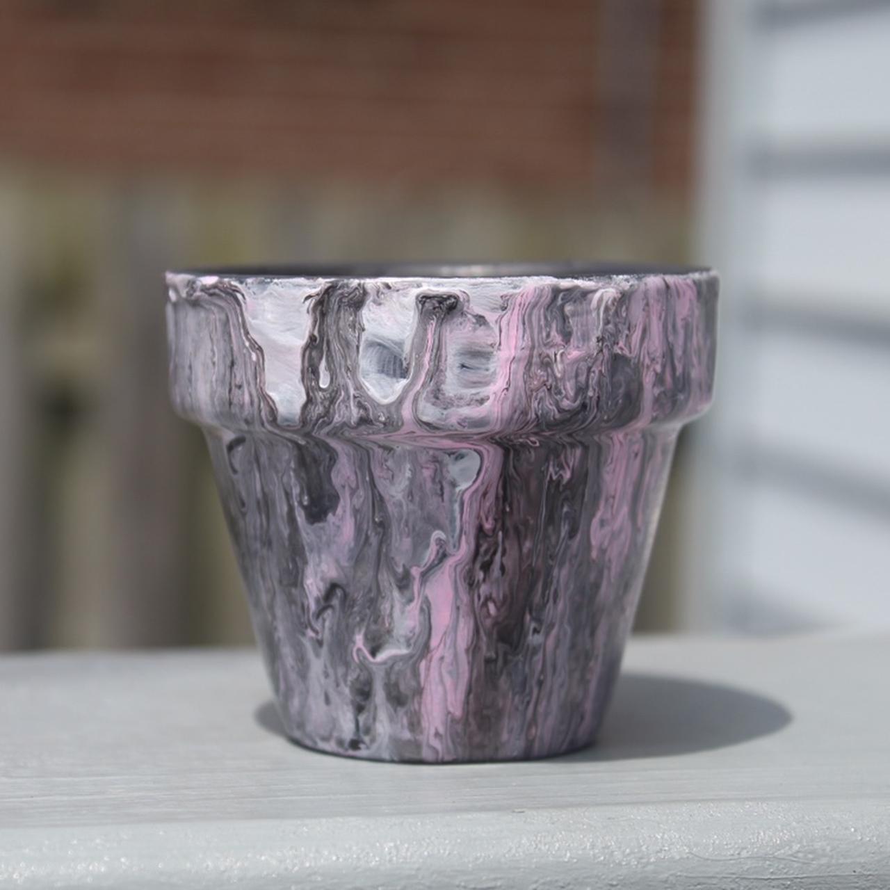🥀 Acrylic pouring painted pot 🥀 •2.75x2.50” •Pot... - Depop