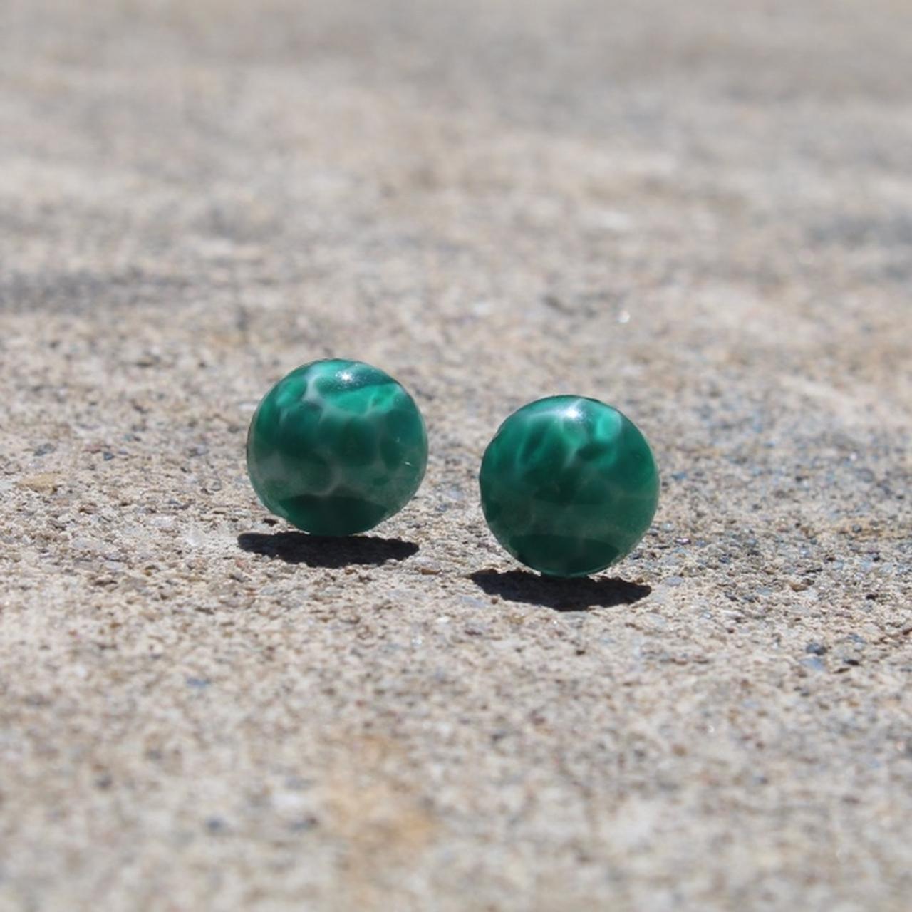🥀 Jade matrix glass post earrings... - Depop