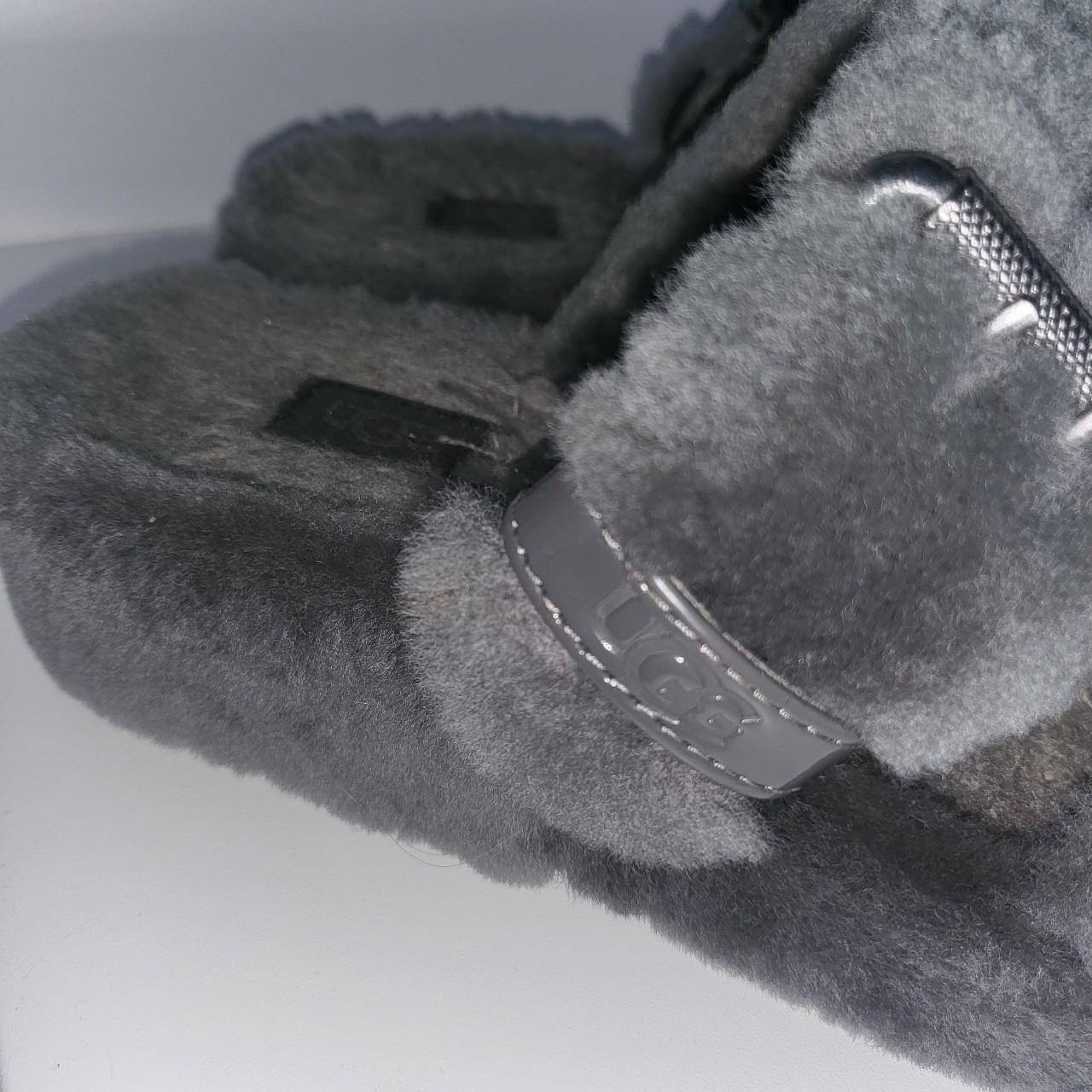 UGG Grey Fluffy sliders 🖤 #UGG #greyfluffysliders... - Depop