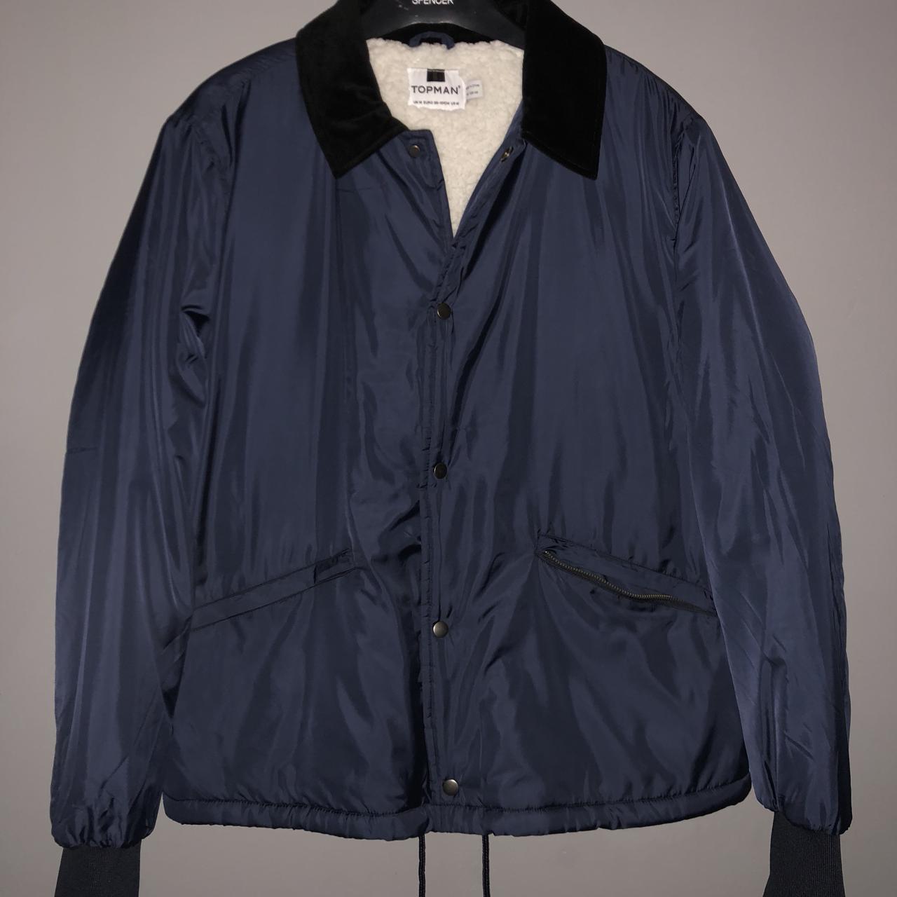 Men’s wool blue jacket from Topman. Size M. Tags... - Depop