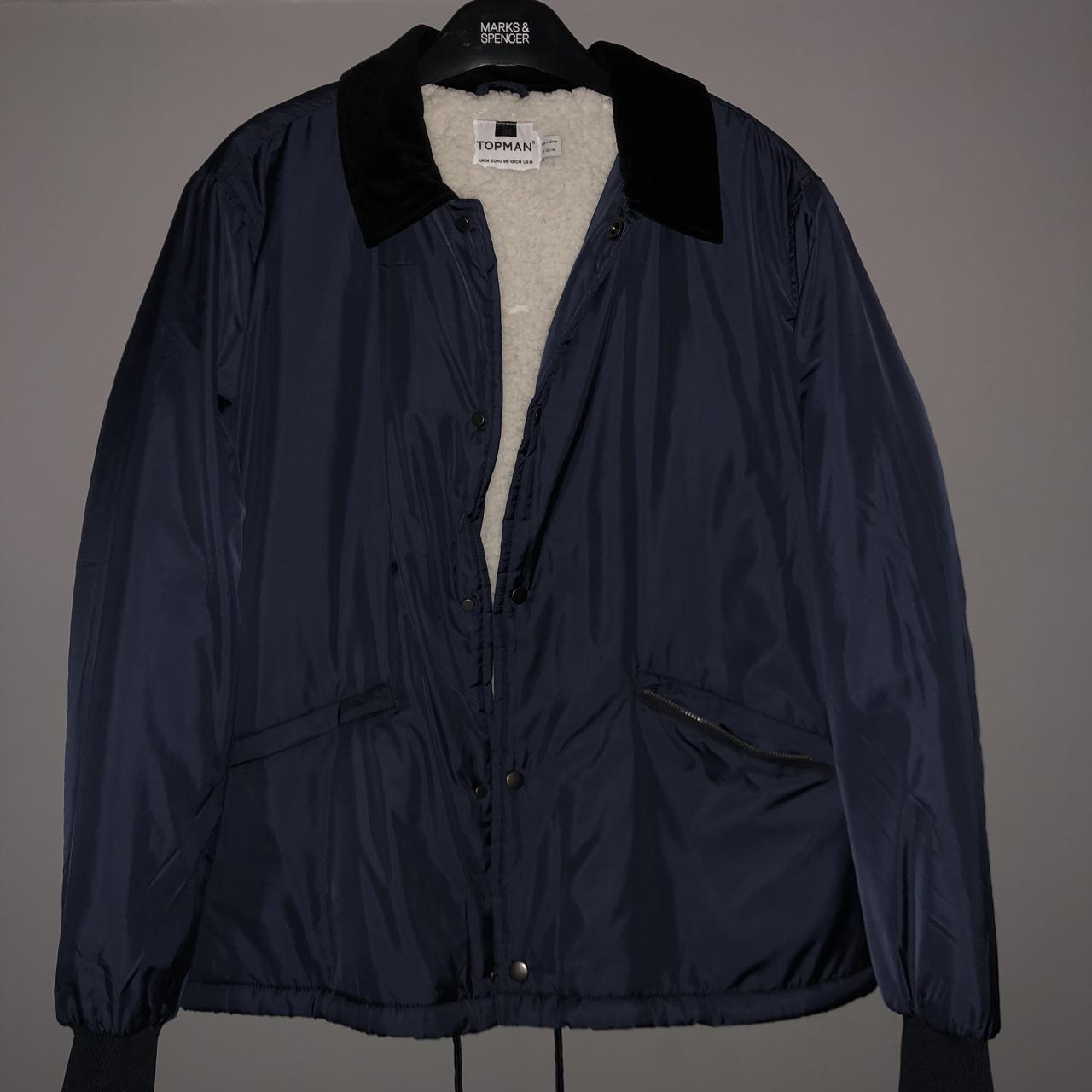 Men’s wool blue jacket from Topman. Size M. Tags... - Depop