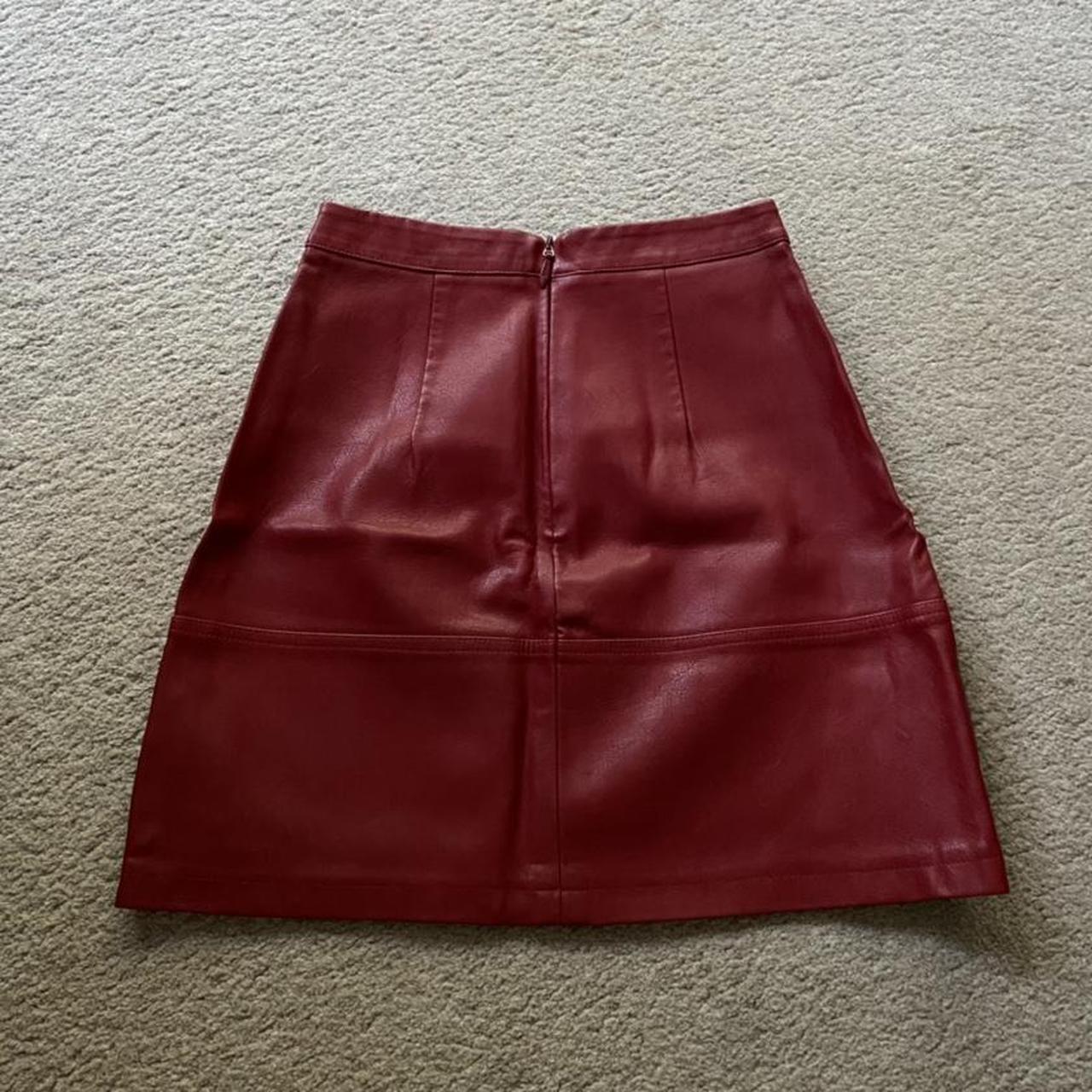 New Look PU leather red mini skirt Size UK 6 Feel... - Depop