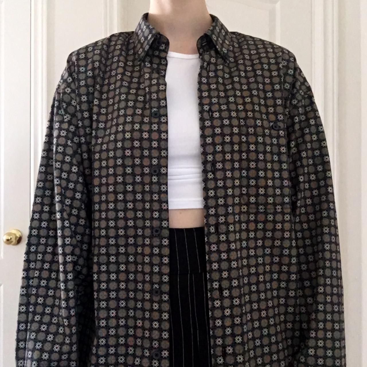 Vintage Mens Funky Pattern Button Down Shirt New,... | Depop