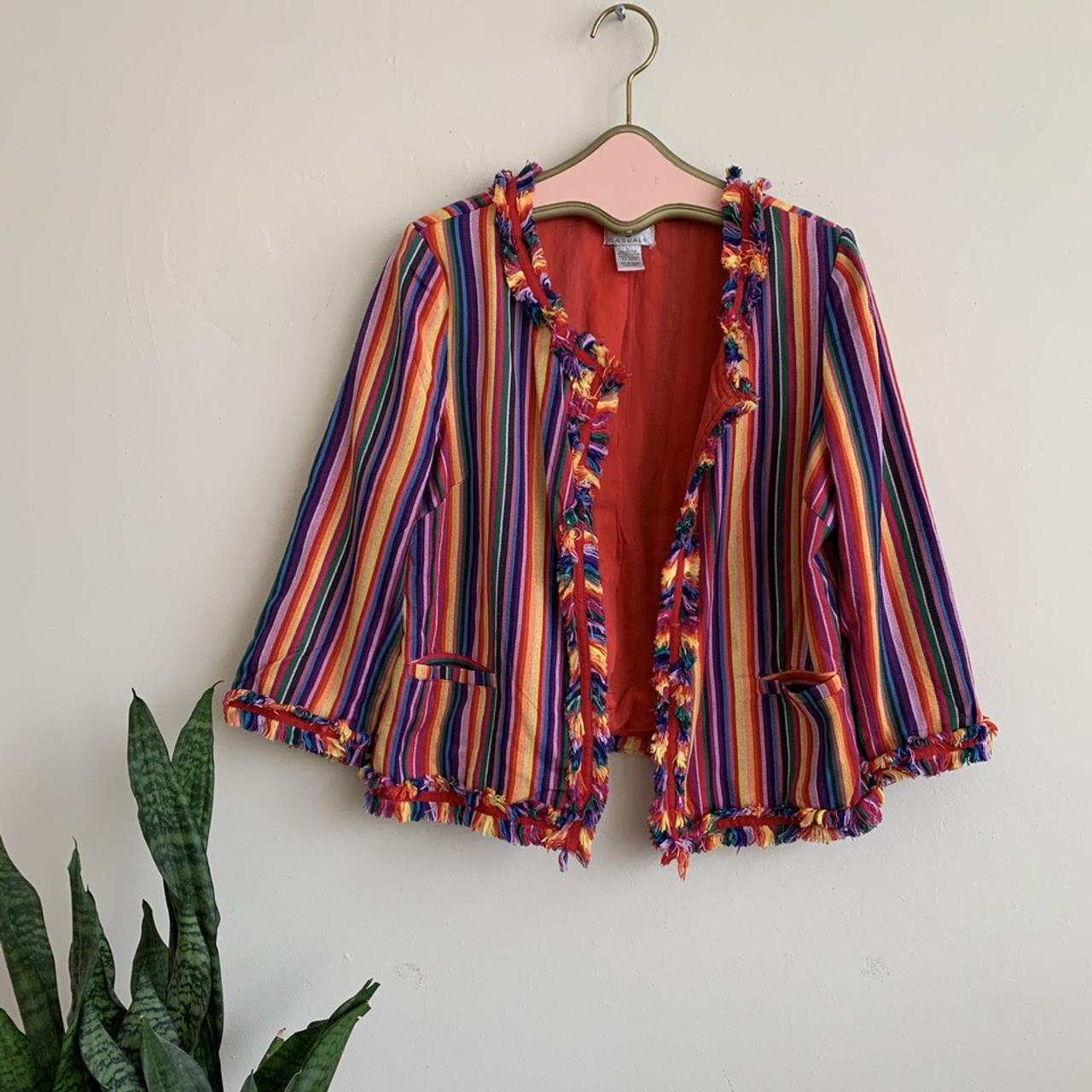 90’s vintage Funky Rainbow Stripe Jacket w... - Depop