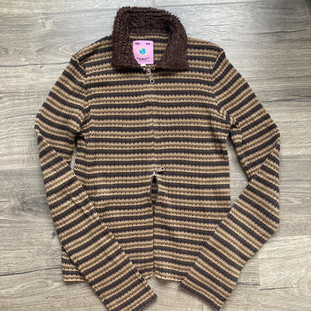 Unif cocoa sweater. Only worn once. Cropped knit... - Depop