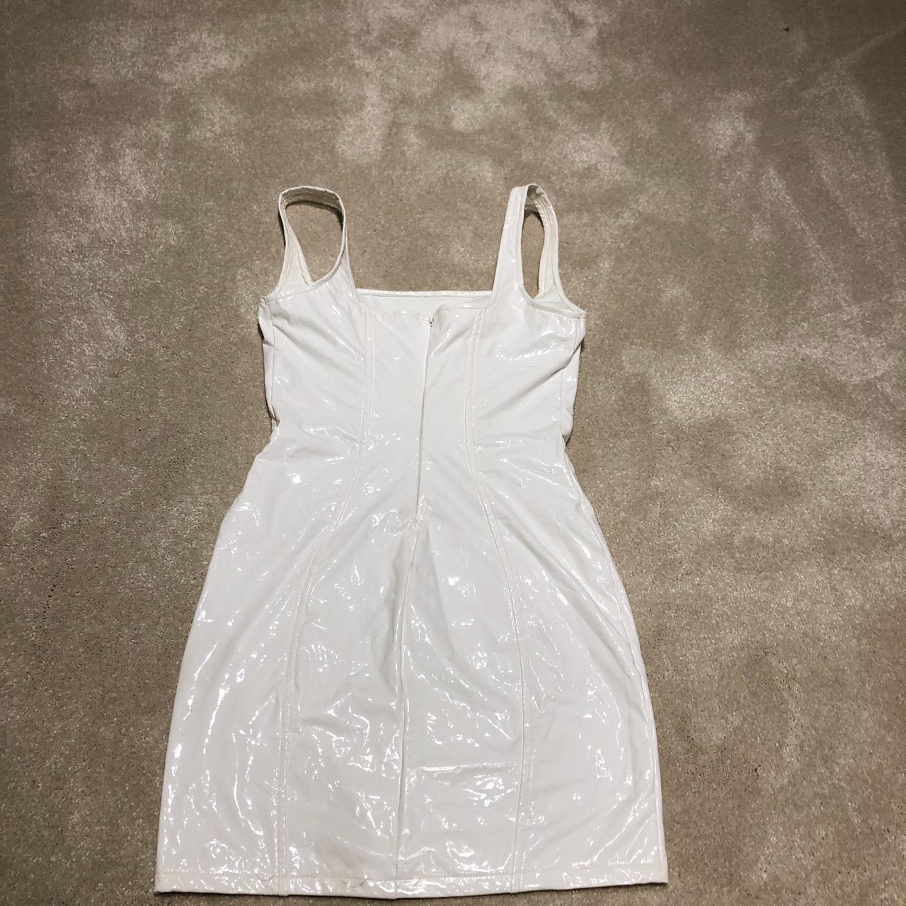 White vinyl fitted mini dress💄 sooo flattering &... - Depop