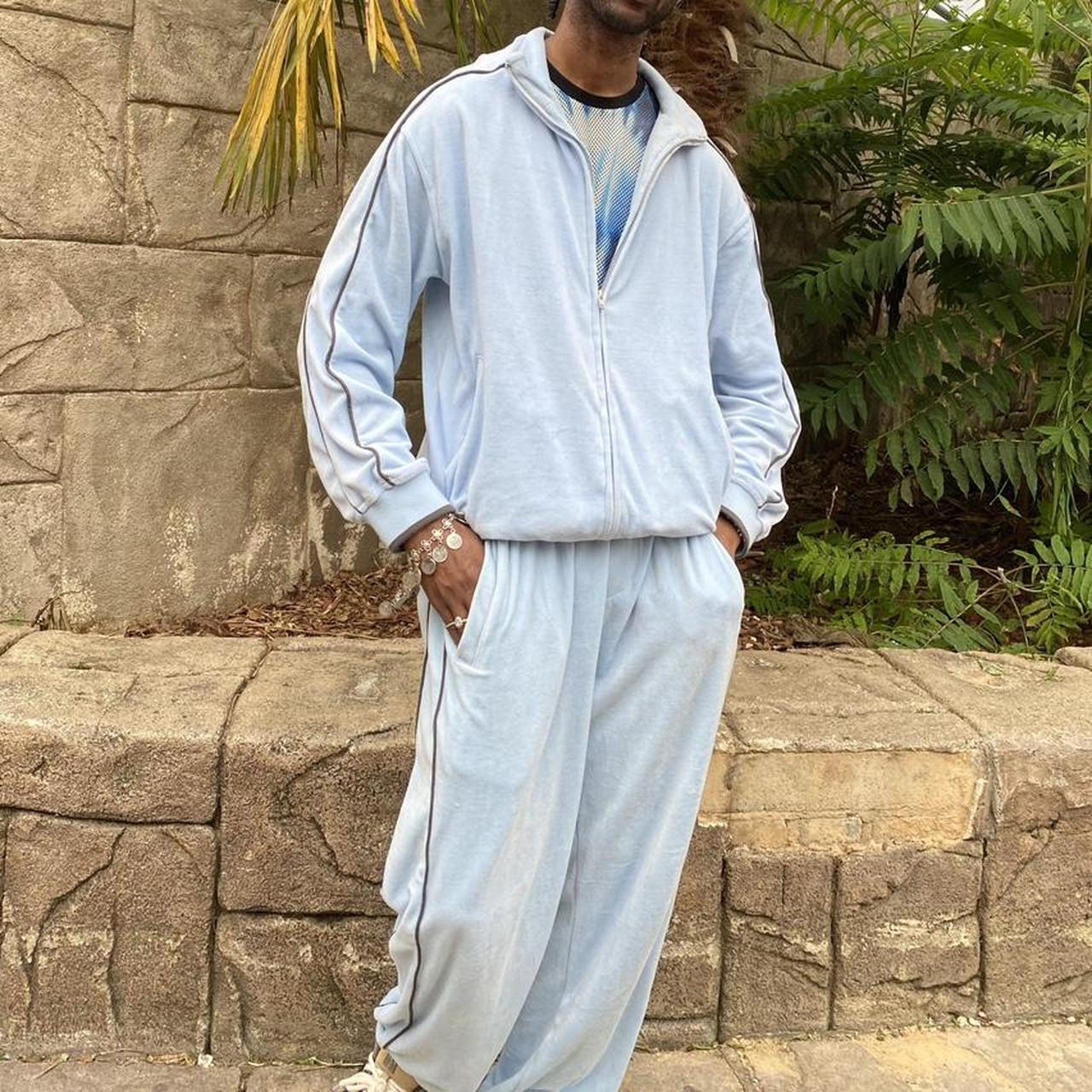 BABY BLUE VELOUR TRACKSUIT. TRACK TOP & JOGGERS. - Depop