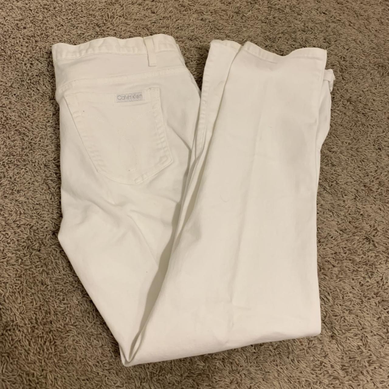 White Calvin Klein pants/ slacks! in good condition!... - Depop