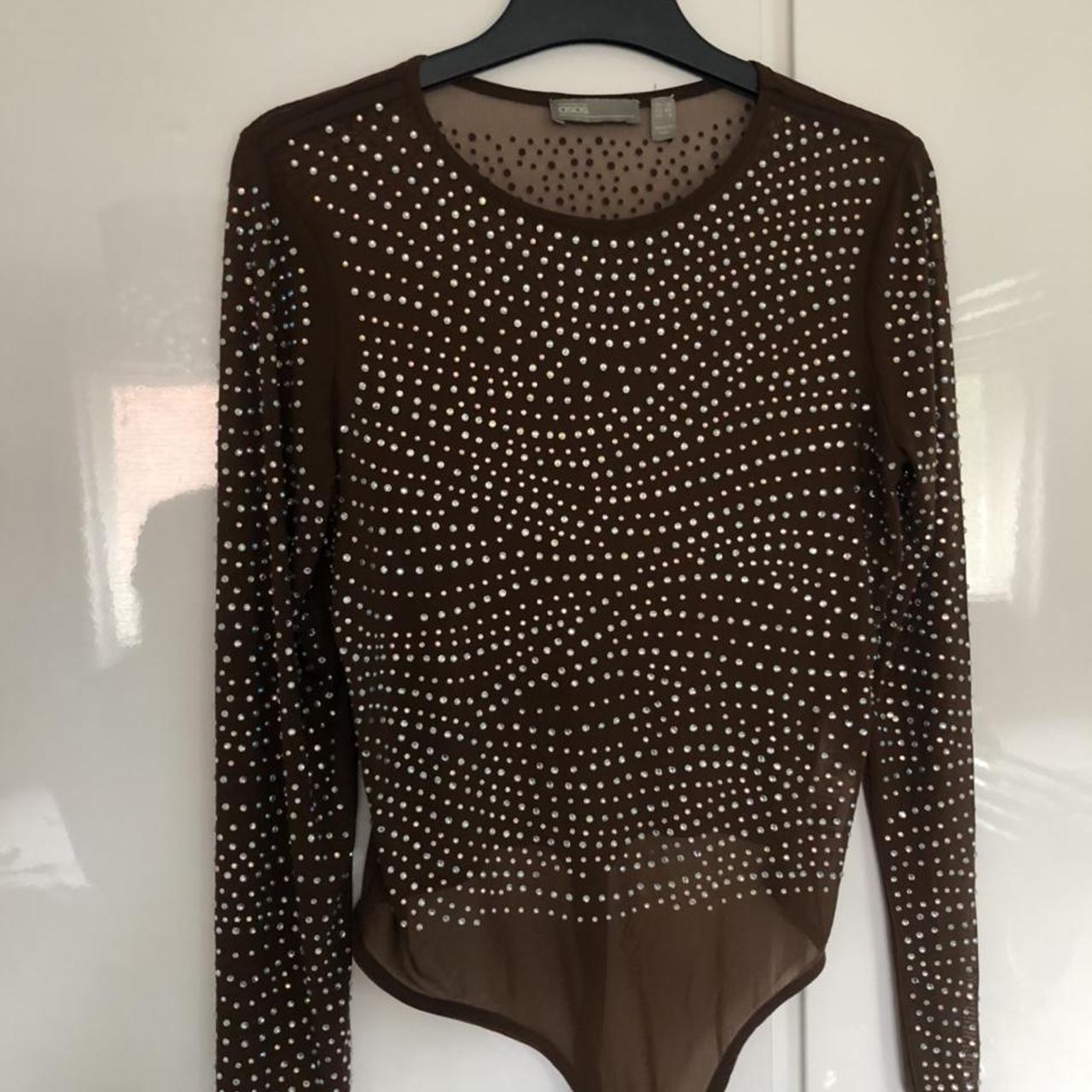 ASOS mesh & rhinestone body suit. Hardly worn.... - Depop