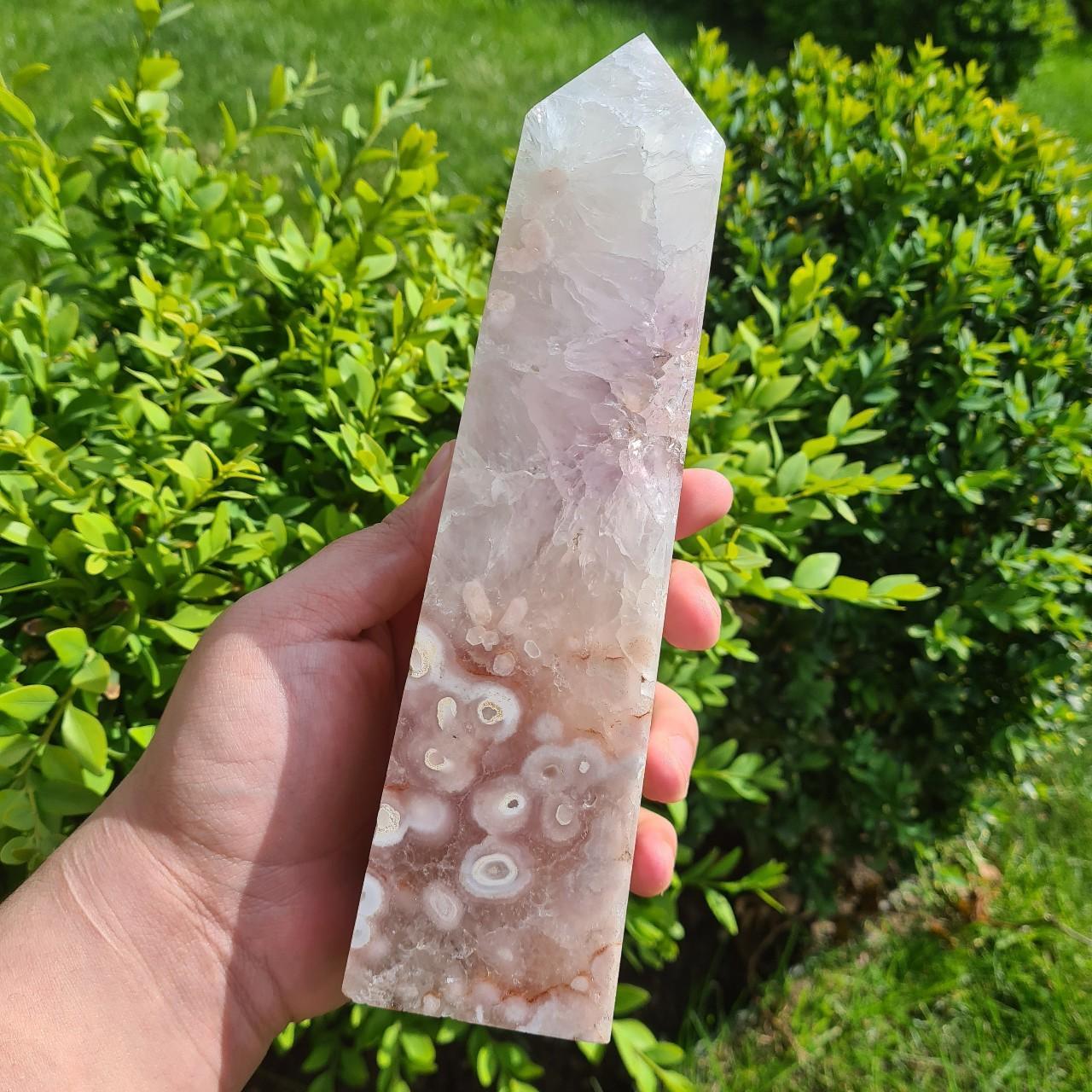 High Quality Pink Amethyst X Flower Agate XL crystal... - Depop