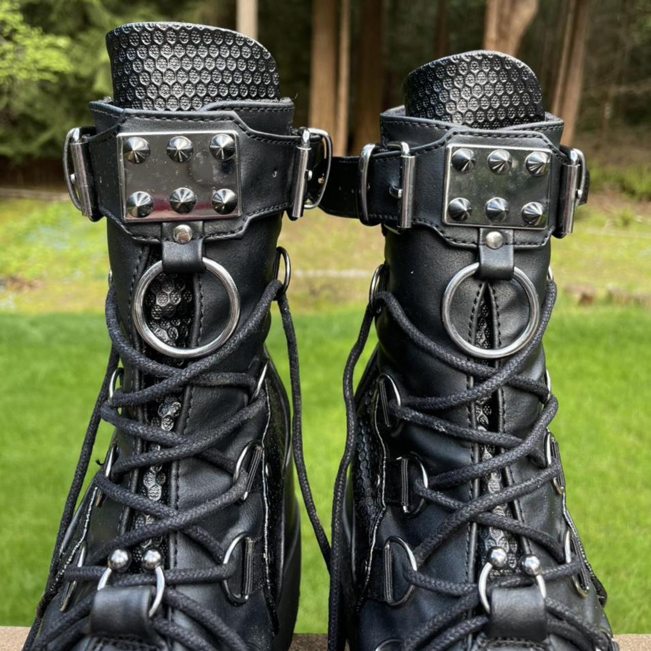 Demonia Combat Technopagan Platform Boots Worn once... - Depop