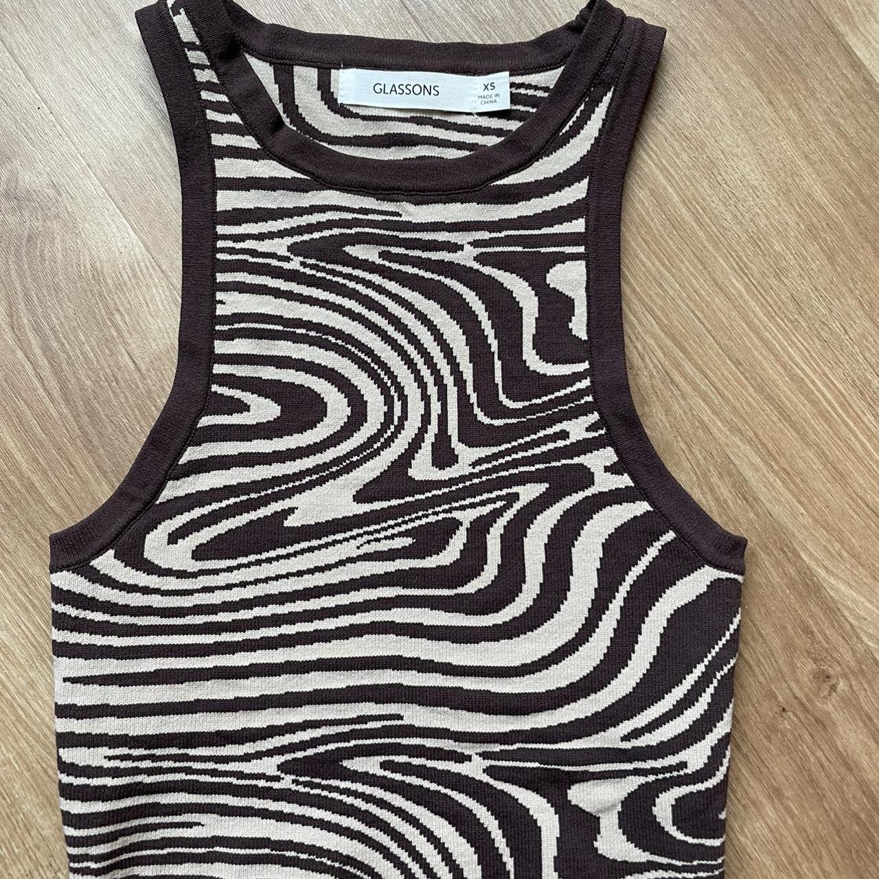 Glassons Brown Swirl Knit Top Size XS- fits as an... - Depop