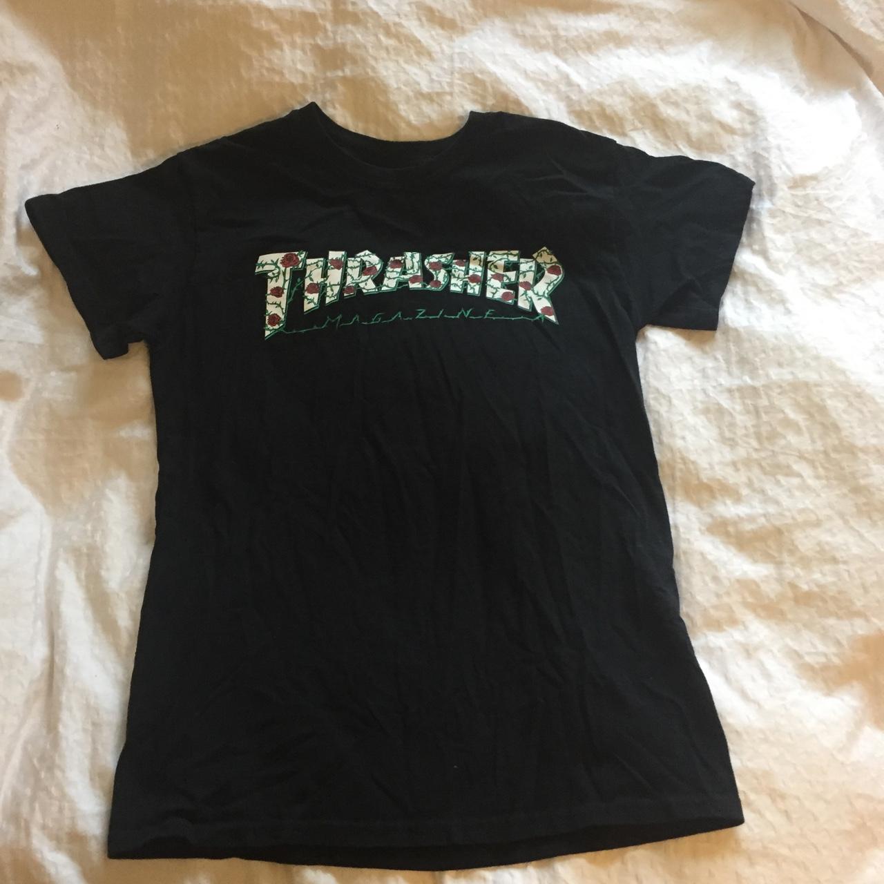 really cute thrasher tee with roses around the logo... - Depop