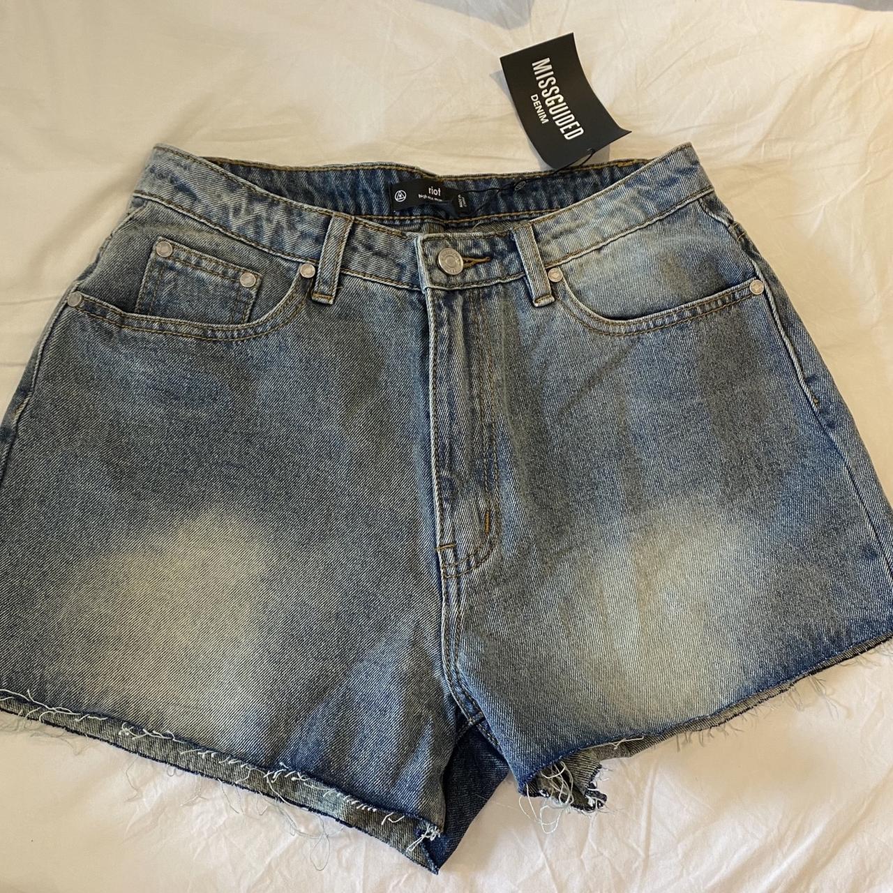 Missguided Blue Riot High Waisted Raw Hem Denim Mom... - Depop