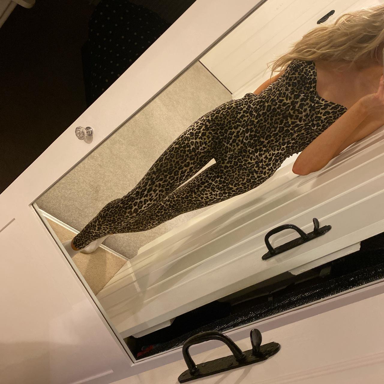 Leopard print unitard catsuit jumpsuit fancy dress... - Depop