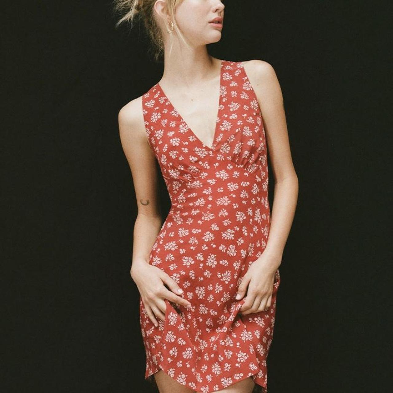 Réalisation Par Women's White and Red Dress | Depop